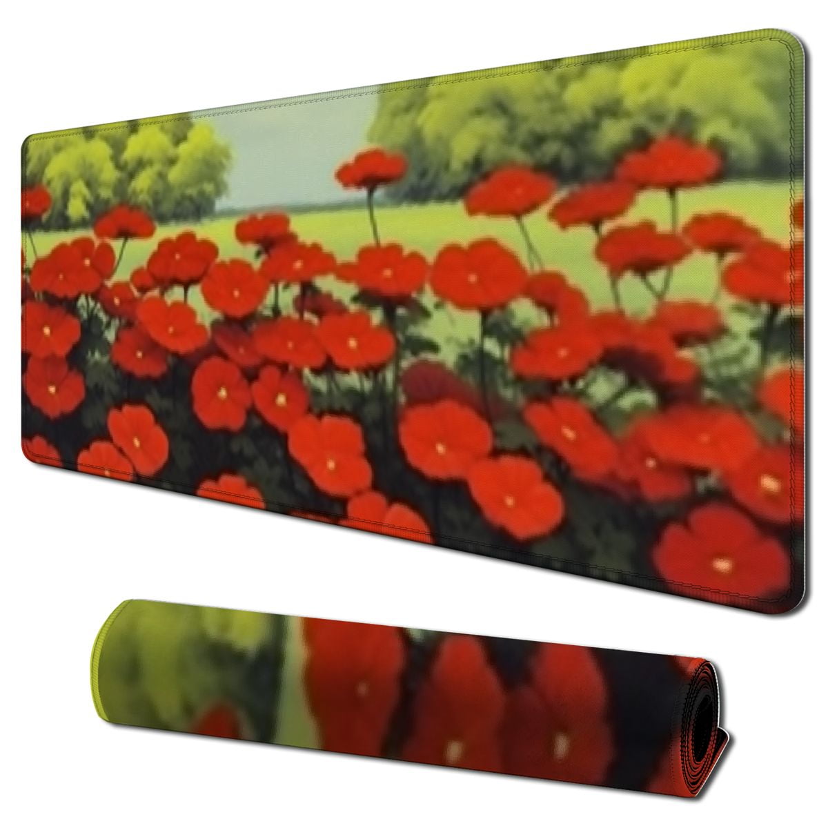 Red Geranium Potted Plant Prints Large Office Gaming Mouse Pad Strong Adhesion And Durability