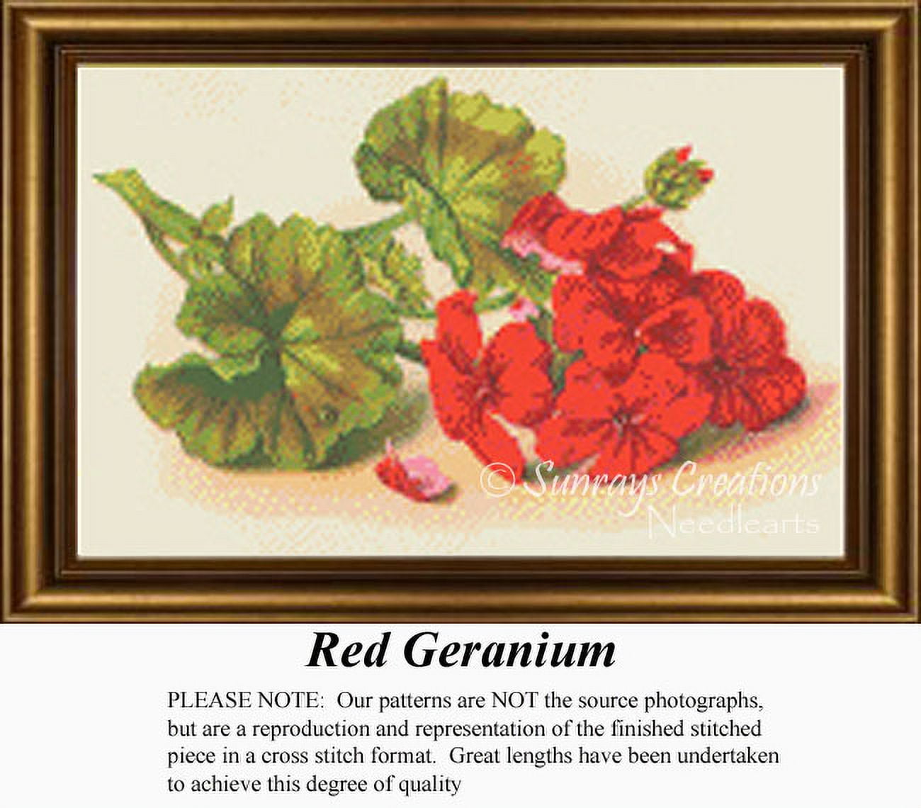 Red Geranium, Vintage Counted Cross Stitch Pattern (Pattern Only, You ...