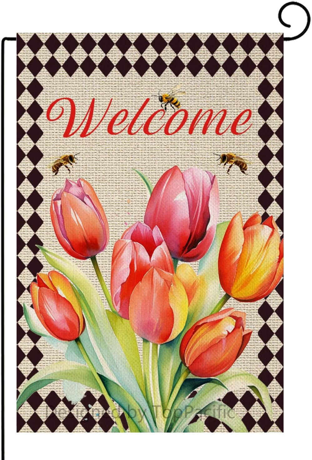 Red Geranium Welcome Spring Floral Garden Flag 12x18 In Double Sided ...