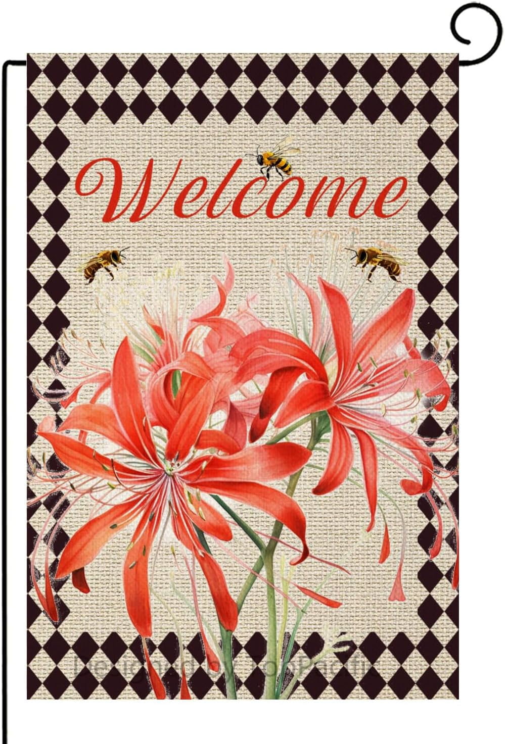Red Geranium Welcome Spring Floral Garden Flag 12x18 In Double Sided ...