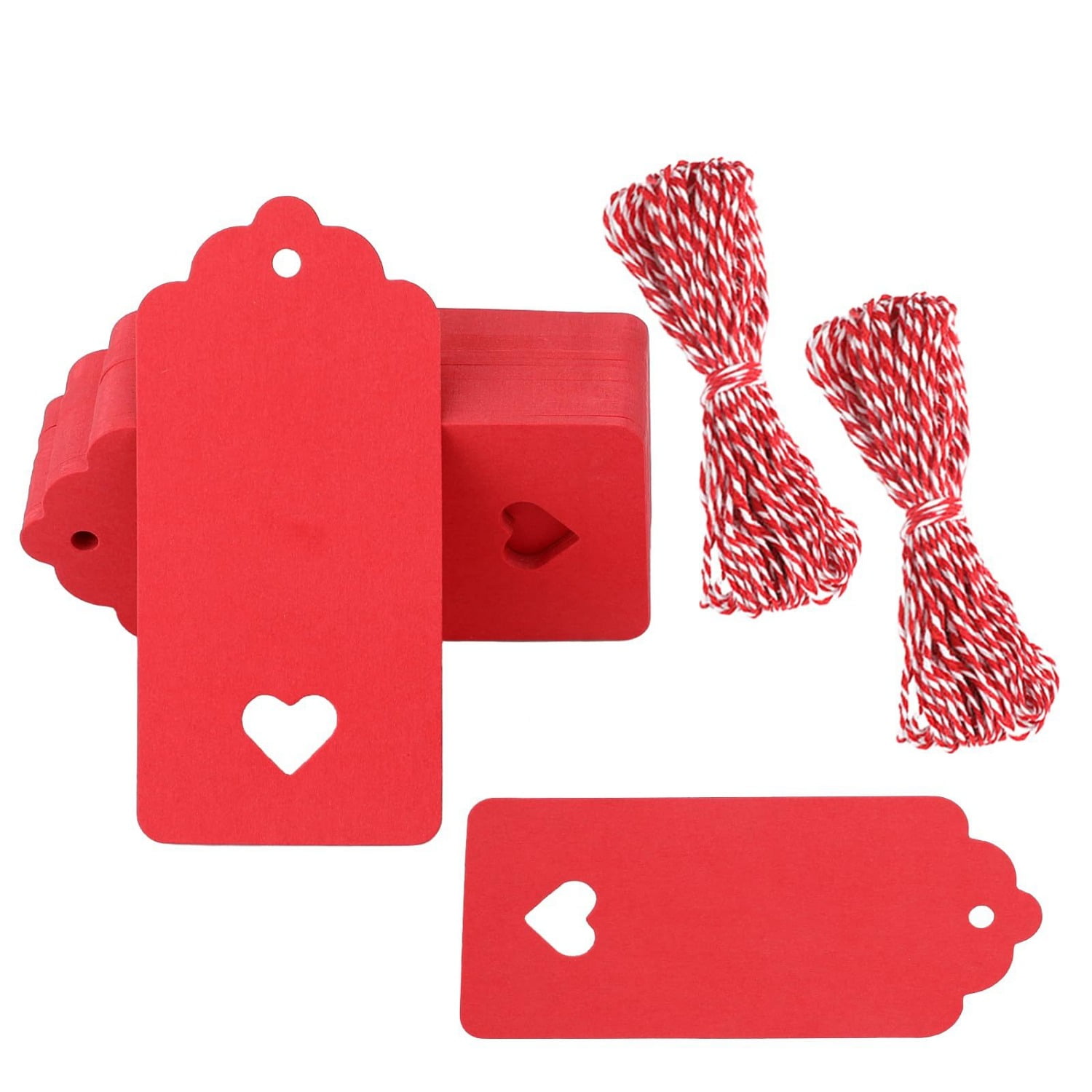 Red Gift Tags with String Hollow Heart Valentine for Christmas Wedding ...