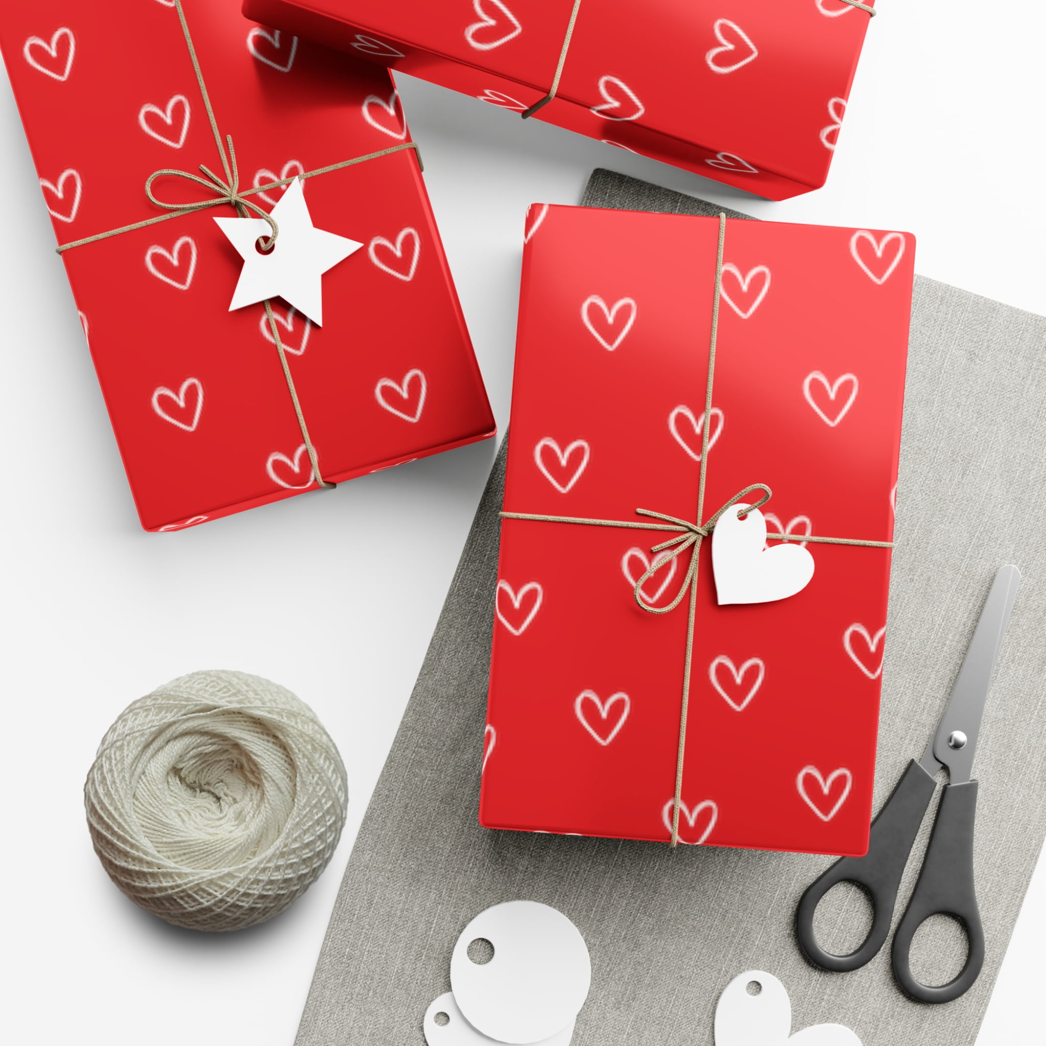 Red Gift Wrapping Paper with White Hearts - Walmart.com
