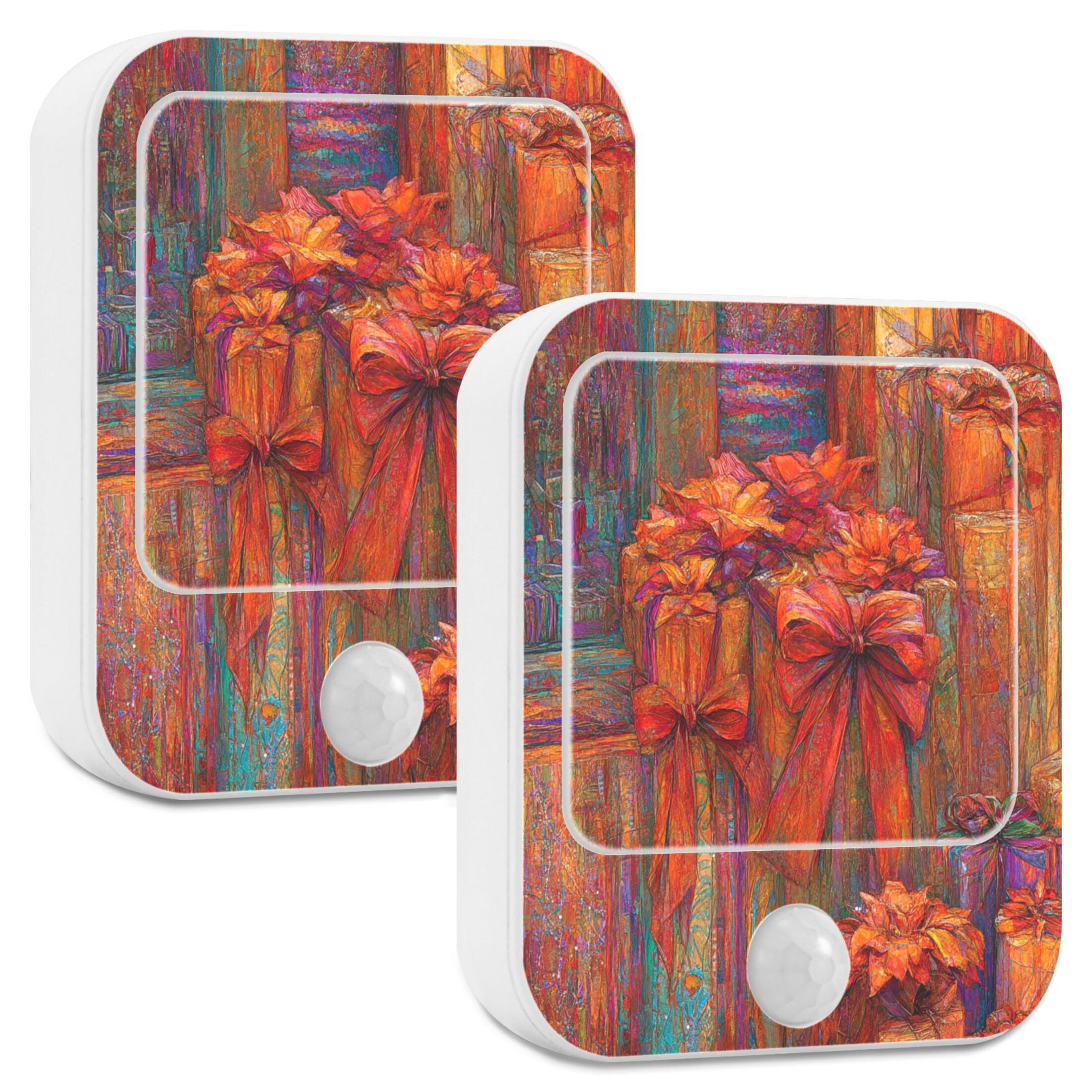 Red Gifts Pattern 2 Pack Night Light with Motion Sensor, Adjustable ...