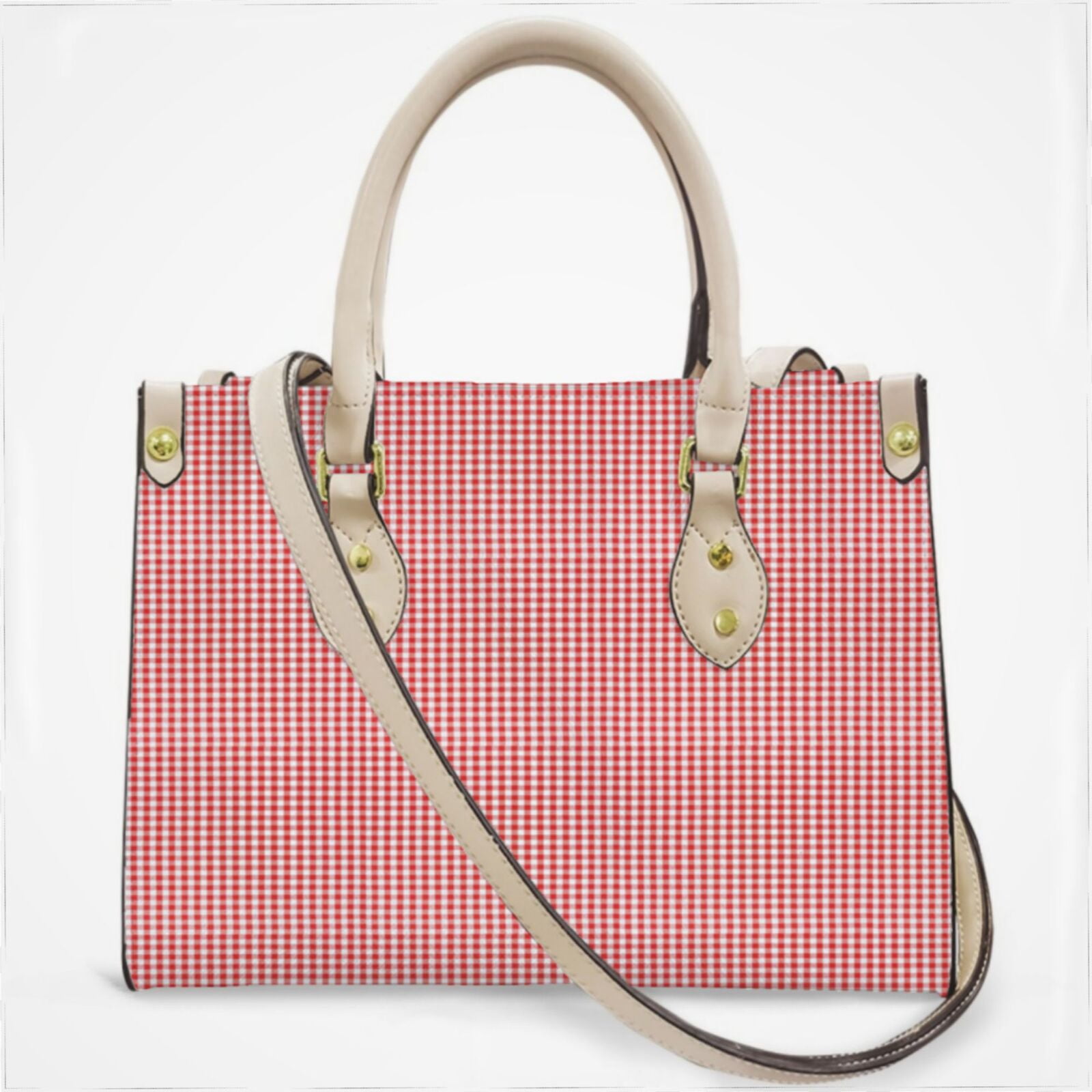 Red Gingham Check Cross Body Bags For Women Small Leather Female ...