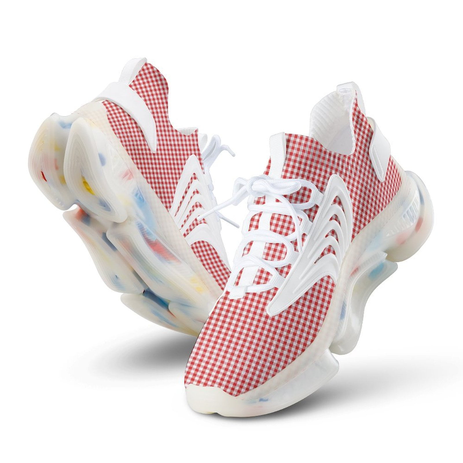 Red Gingham Check Walking Shoes for Men Woman Lightweight Tennis ...