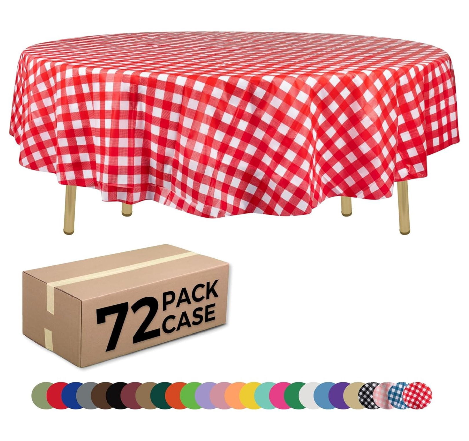 Red Gingham Checkered 12 Pack Standard Disposable Plastic Party Picnic