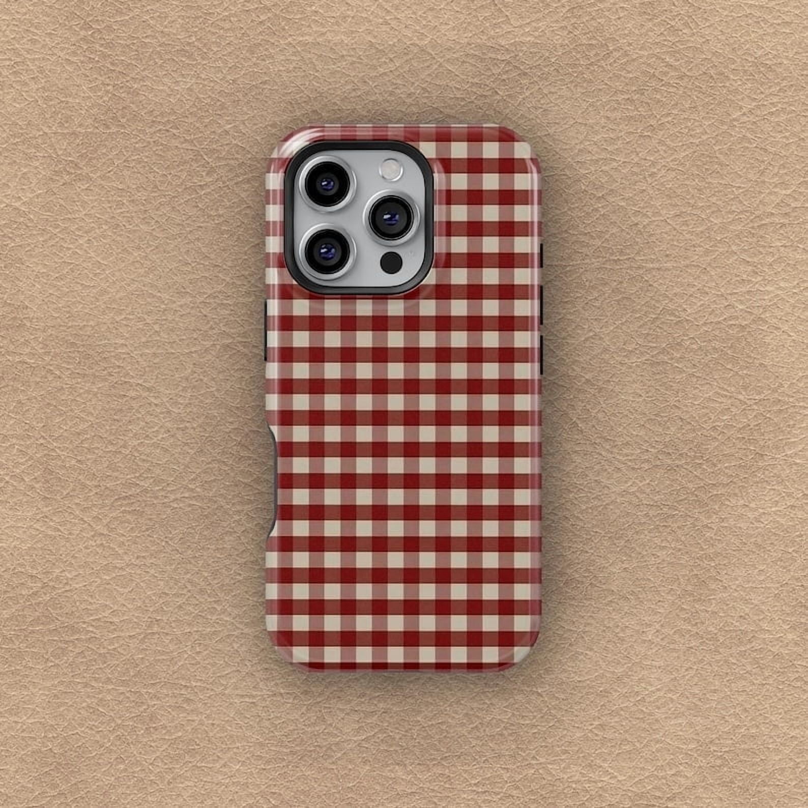 Red Gingham Pattern Soft Girl Aesthetic Phone Case for iPhone 11 12 13 ...