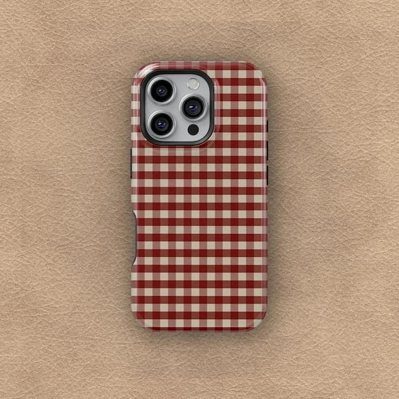 Red Gingham Pattern Soft Girl Aesthetic Phone Case for iPhone 11 12 13 ...