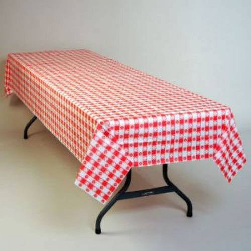 Red Gingham Plastic Tablecloth 100-Foot Roll - Walmart.com
