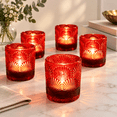Red Ginkgo Leaf Glass Votive Candle Holders, Set of 12 for Holiday and ...