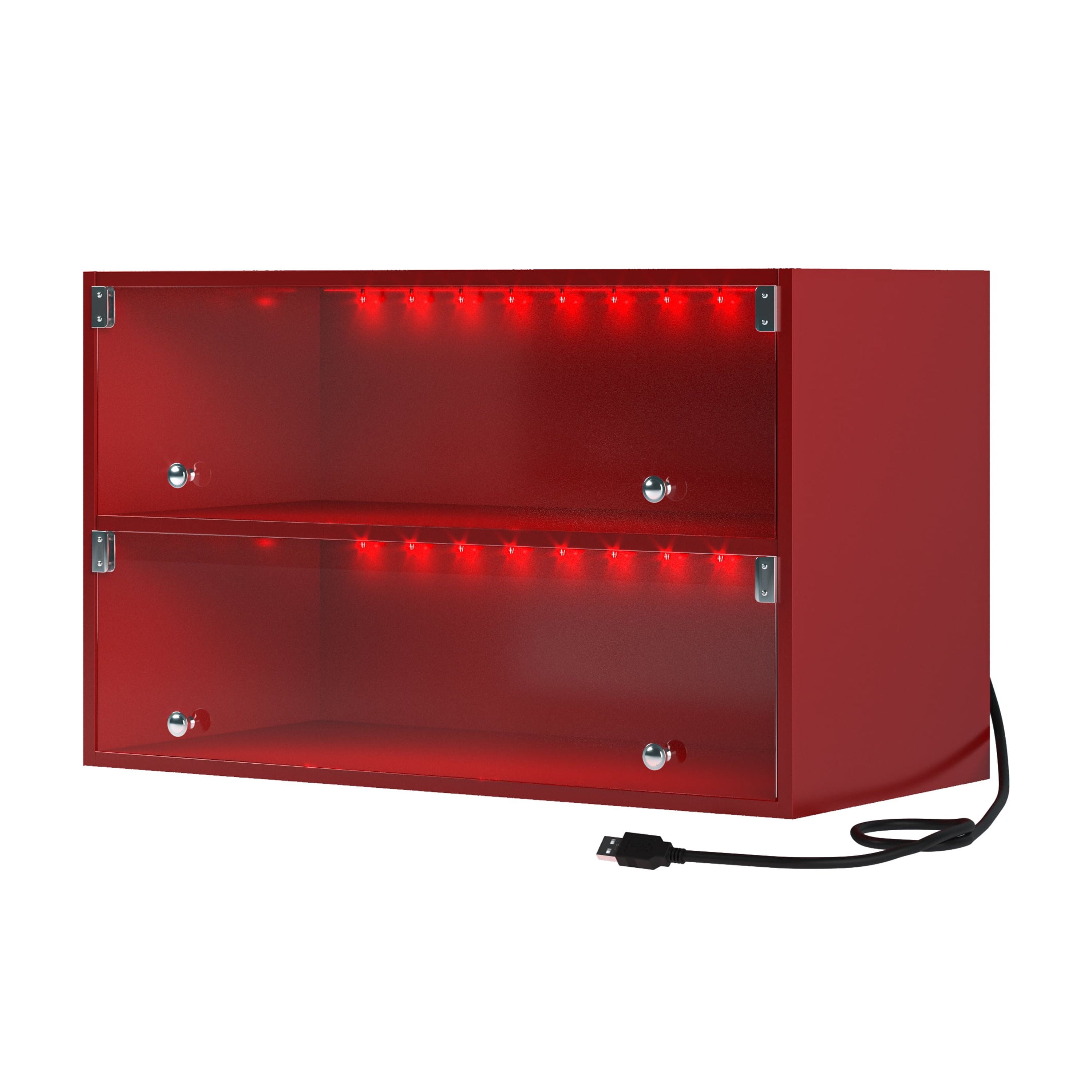 Red Glass Door Shoe Box Shoe Storage Cabinet For Sneakers With RGB Led ...