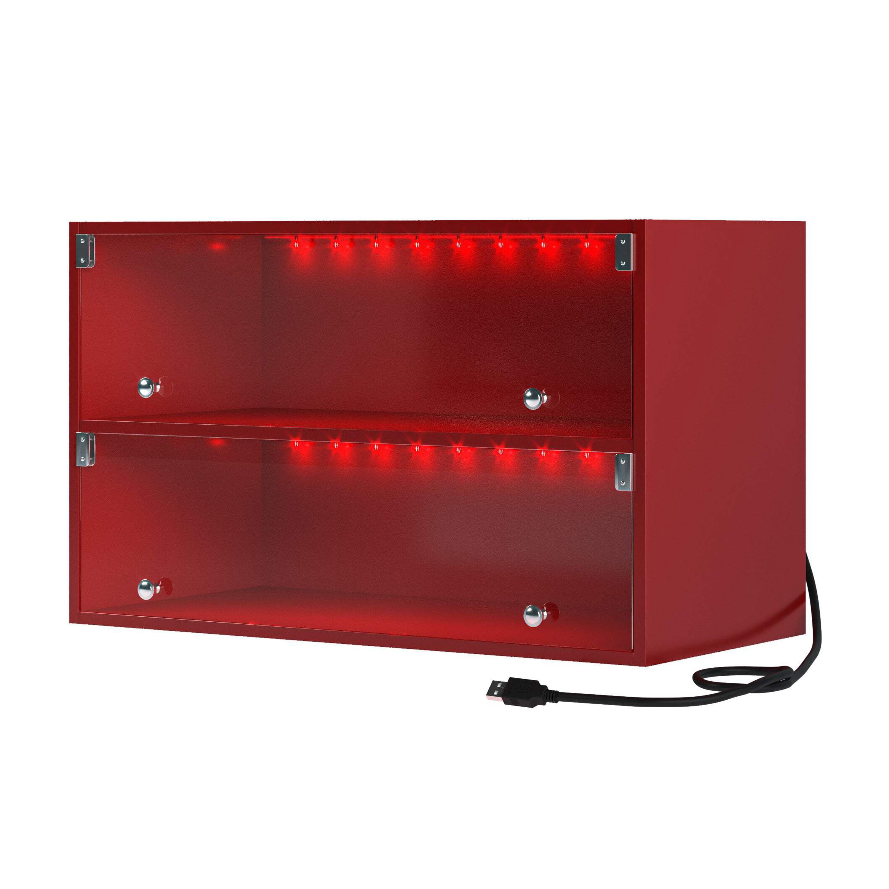 Red Glass Door Shoe Box Shoe Storage Cabinet For Sneakers With Rgb Led ...