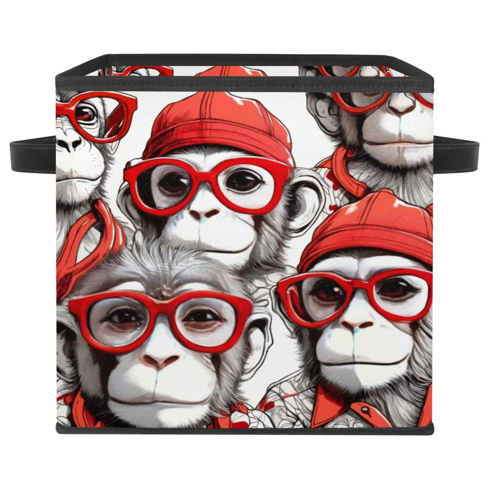 Red Glasses Hat Monkey Storage Bins, Extra Large Closet Storage Cube ...