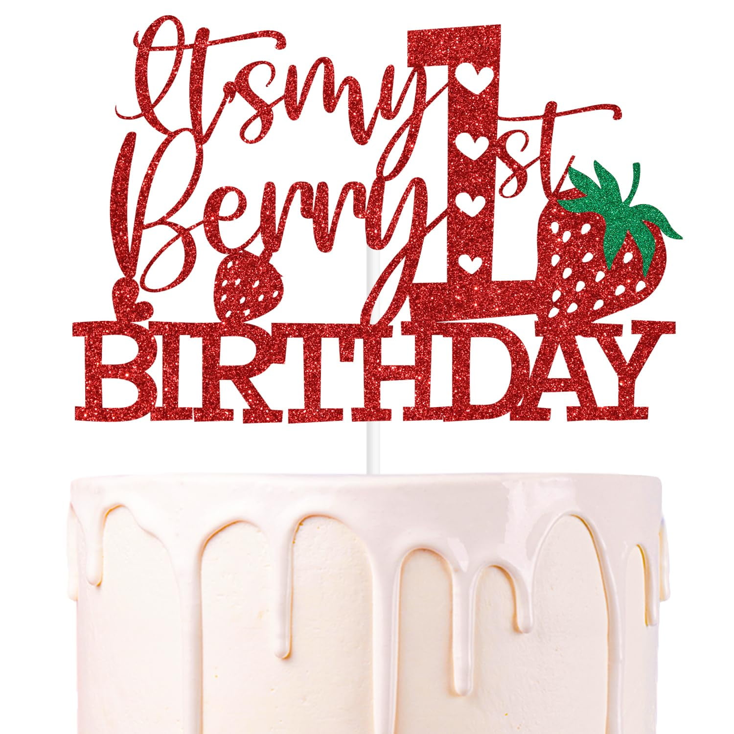 Red Glitter It's My Berry 1st Birthday H2FSDCake Topper, Berry 1st ...
