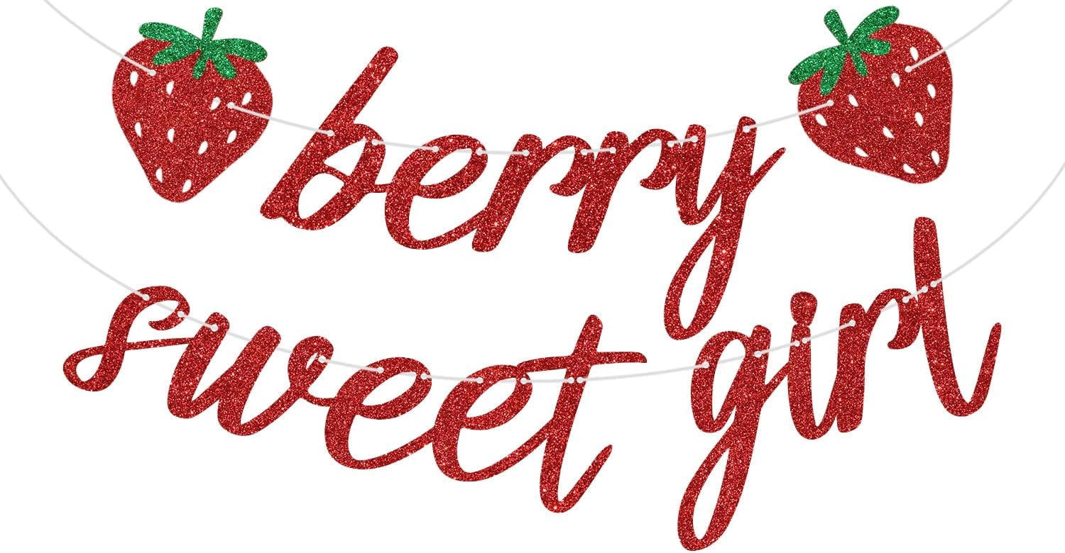 Red Glitter Berry Sweet Girl Banner, A Little Berry Sweet Baby is on ...