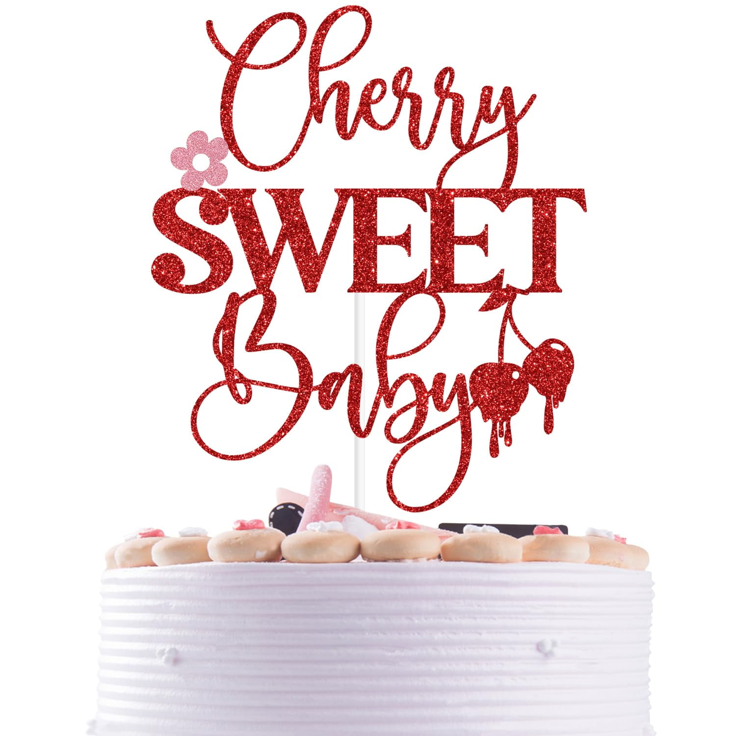 Red Glitter Cherry AJH3 Sweet Baby Cake Topper, A Little Cherry is on ...