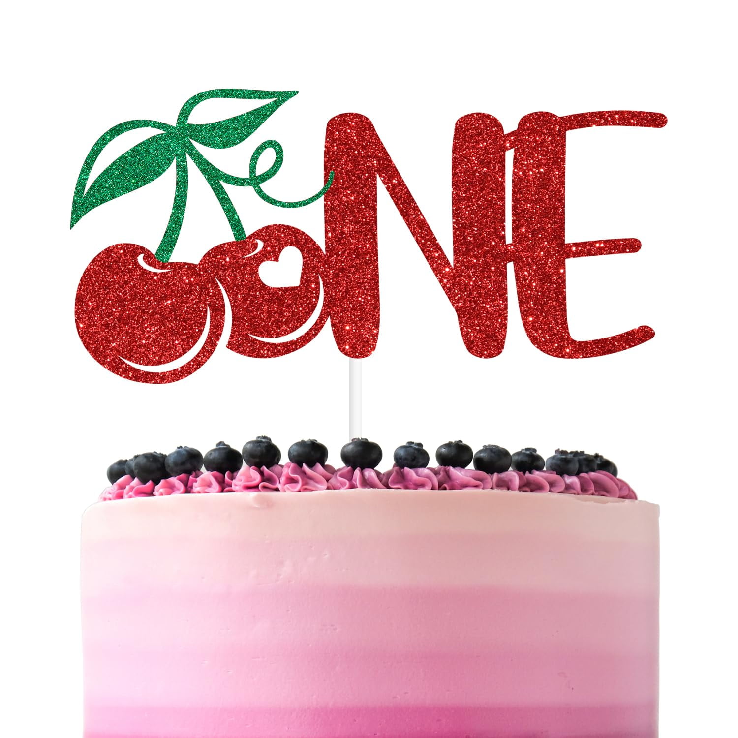 Red Glitter Cherry One Cake Topper, ITL1 Cherry 1st Birthday/Happy 1st ...