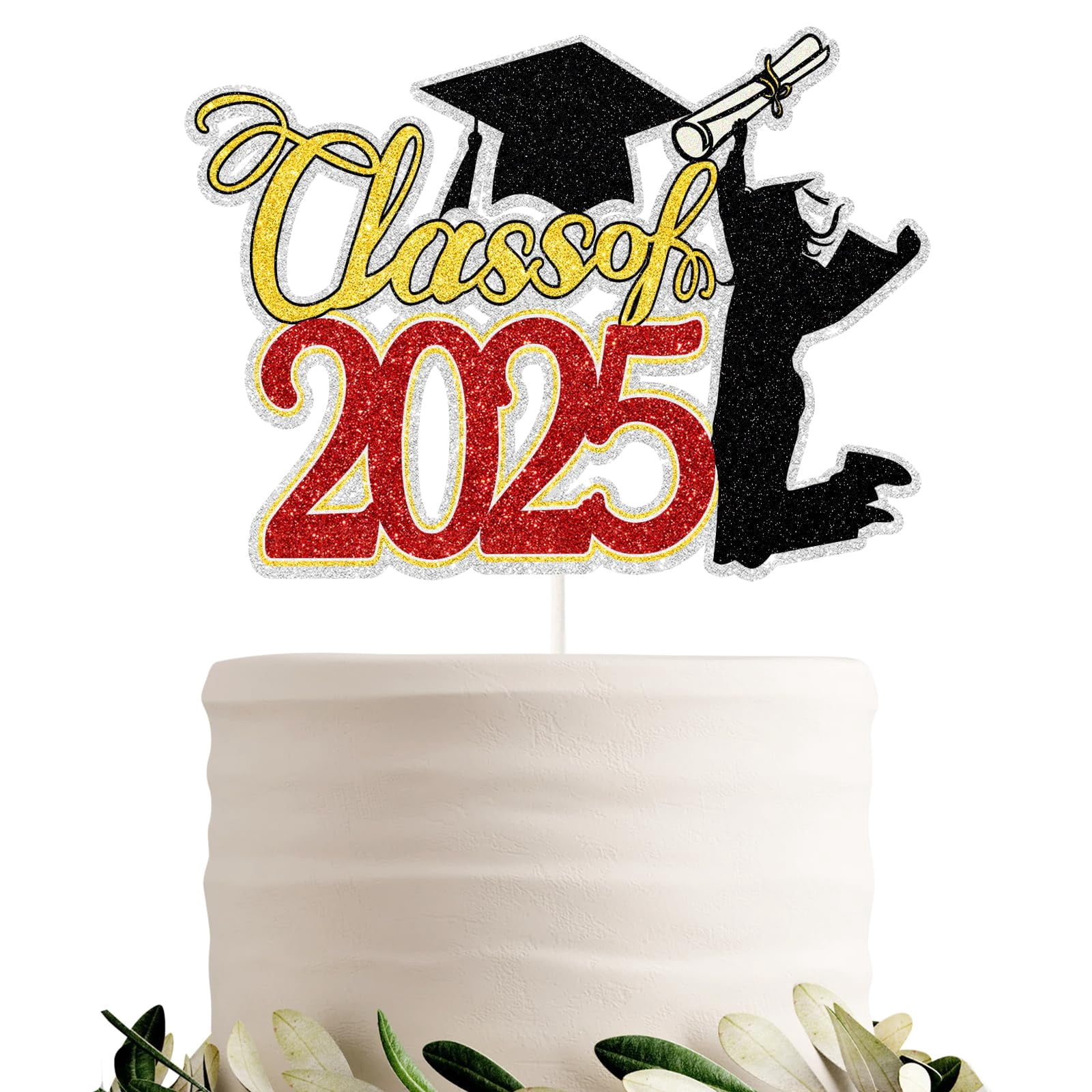 Red Glitter Class of 2025 Cake BSL1 Topper 2025 Graduation Cap Diploma ...