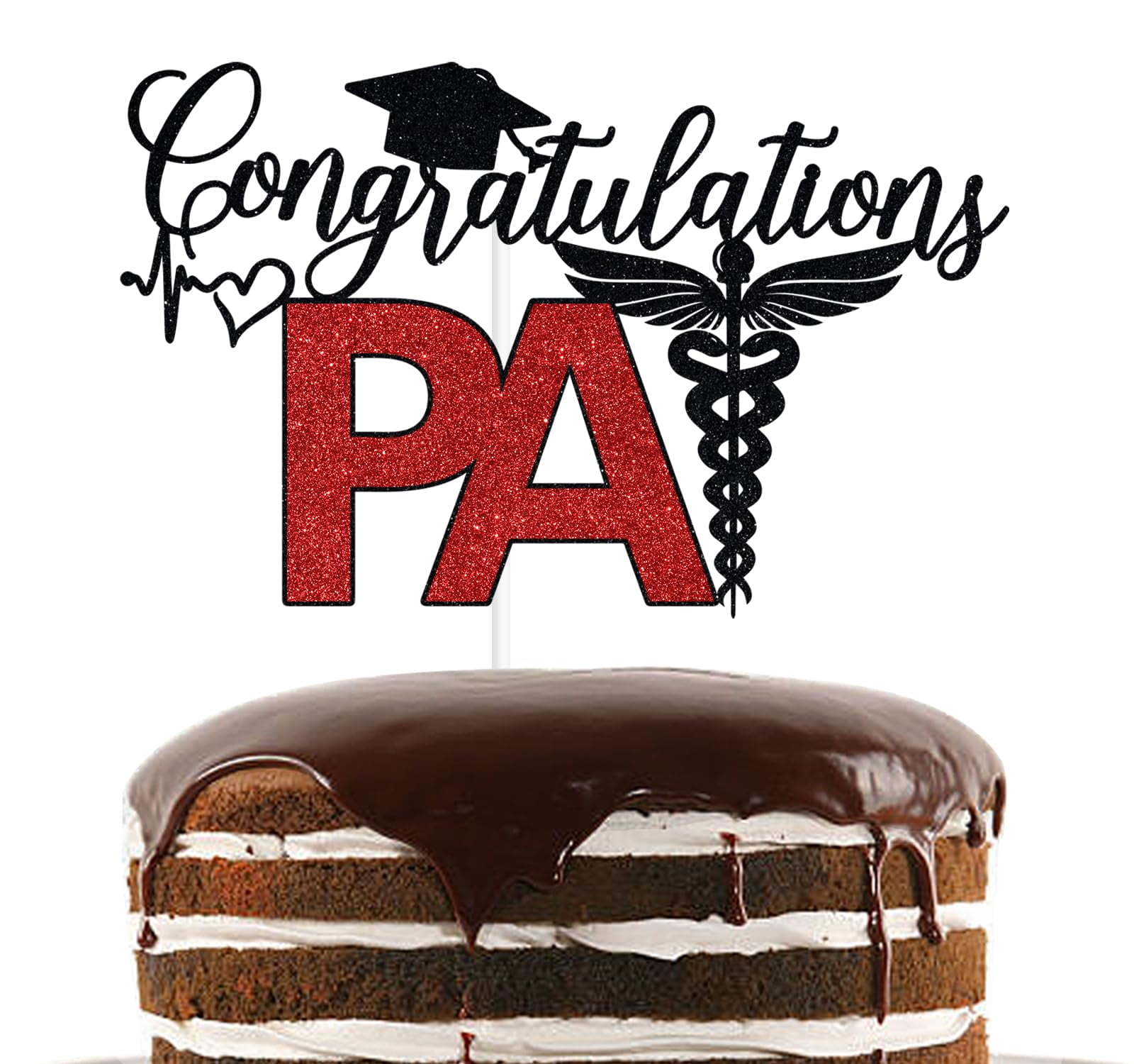Red Glitter Congratulations SCH4 PA Cake Topper, Congrats PA/Future PA ...