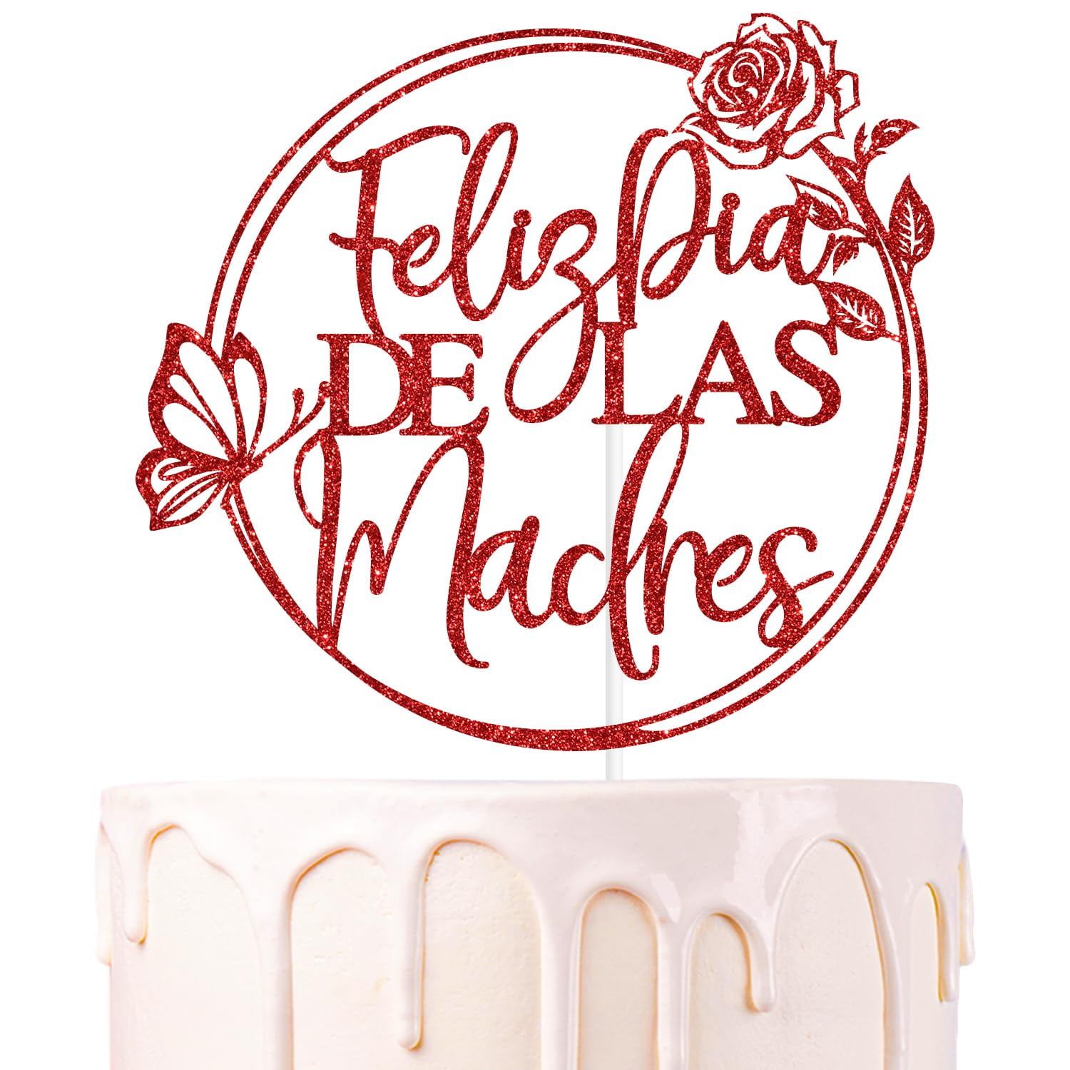 Red Glitter Feliz TWE5 Dia De Las Madres Cake Topper, Happy Mother's ...