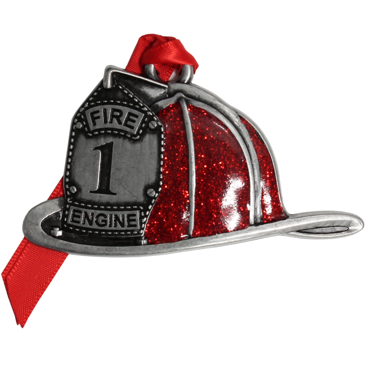 Red Glitter Fire Helmet Christmas Tree Ornament - Walmart.com