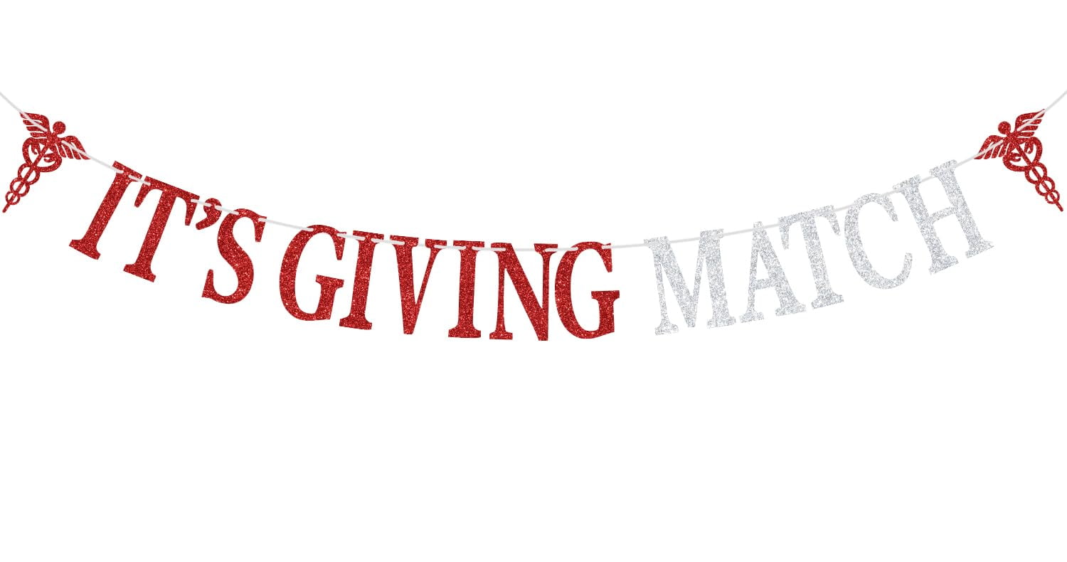 Red Glitter It's Giving Match Banner, Happy Match Day/Congratulations ...