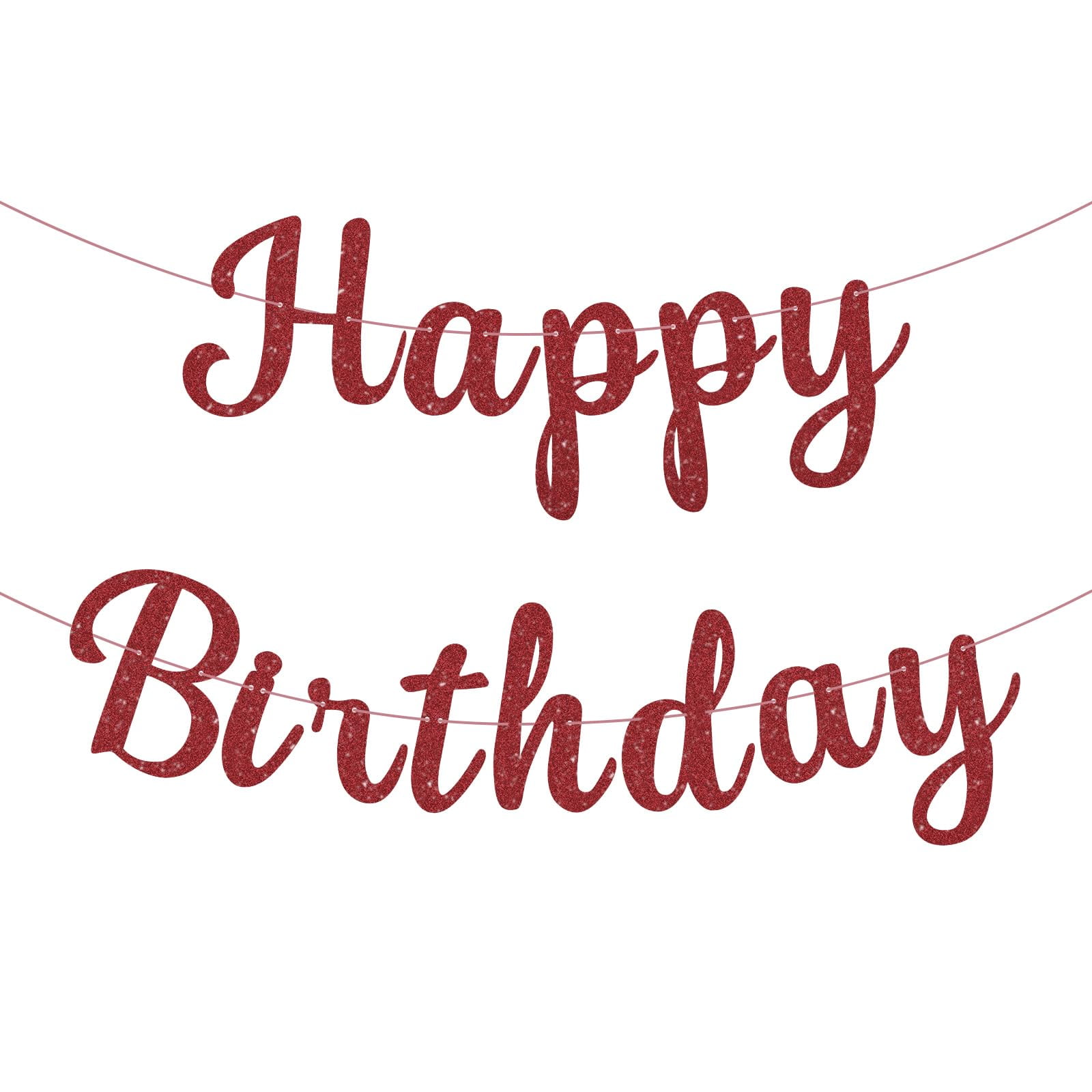 Red Glitter Happy Birthday Banner, Happy Birthday Sign, Happy Birthday ...