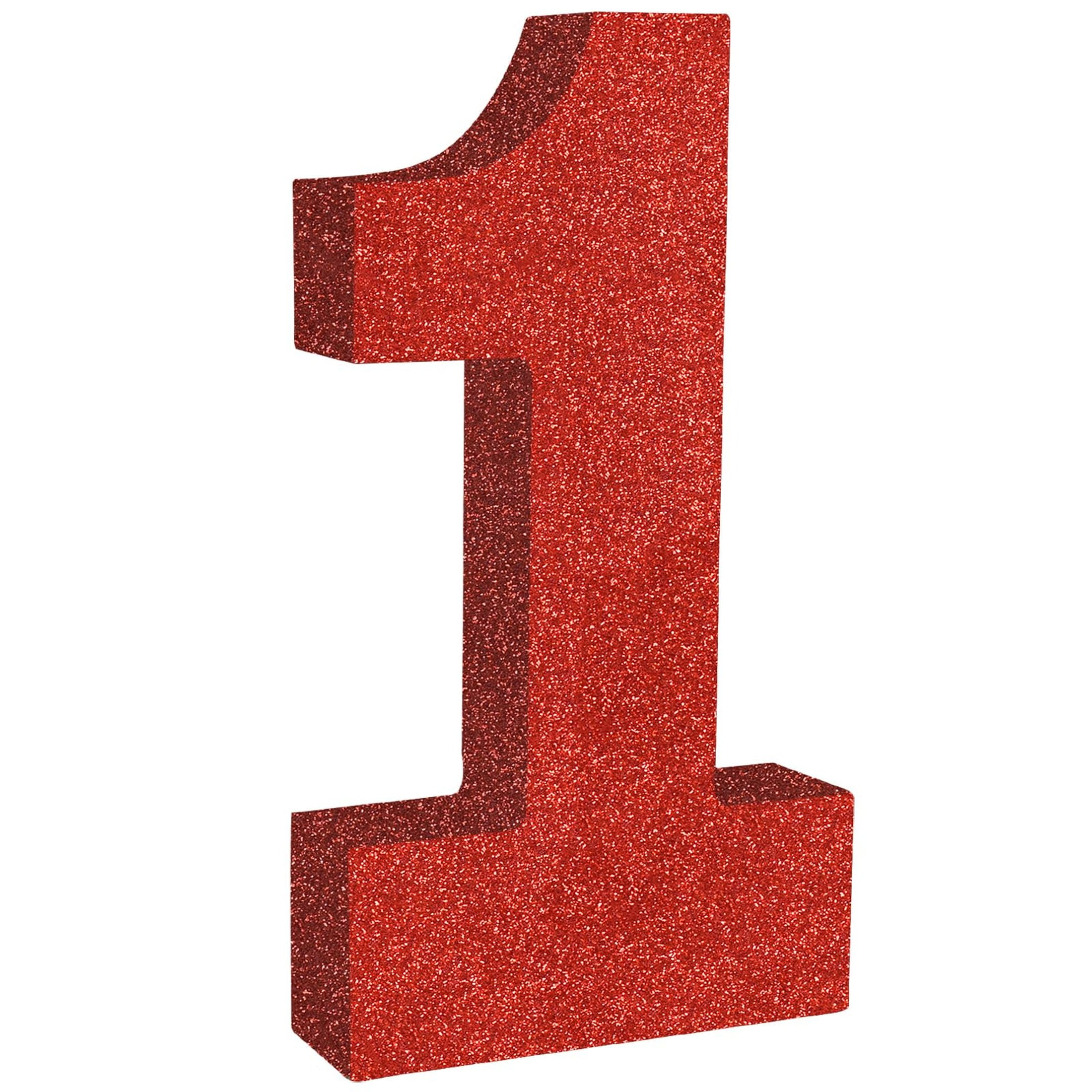 Red Glitter Number 1 Table Centerpiece - Perfect for Birthdays ...