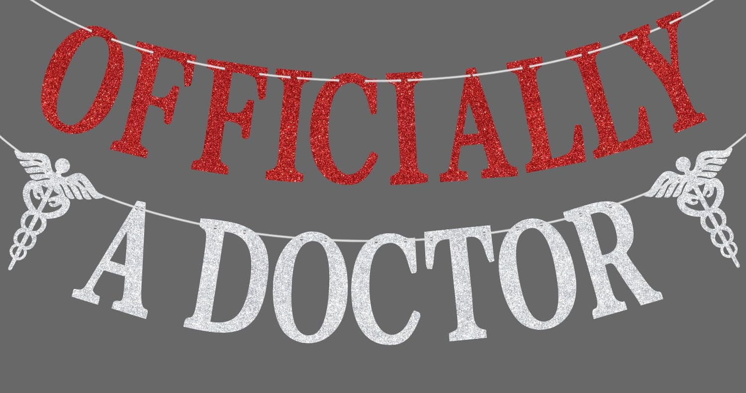 Red Glitter Officially a Doctor Banner, Congrats Doctor/Class of 2025 ...