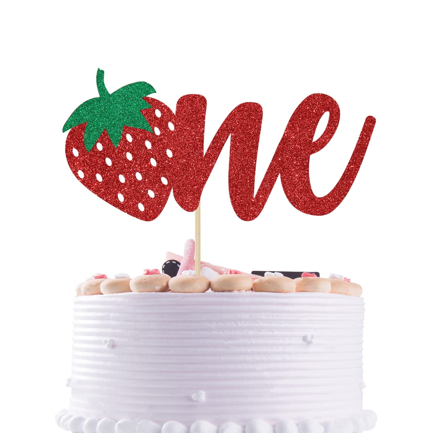 Red Glitter Strawberry One Cake Topper, Berry 1st Birthday/A Sweet ...