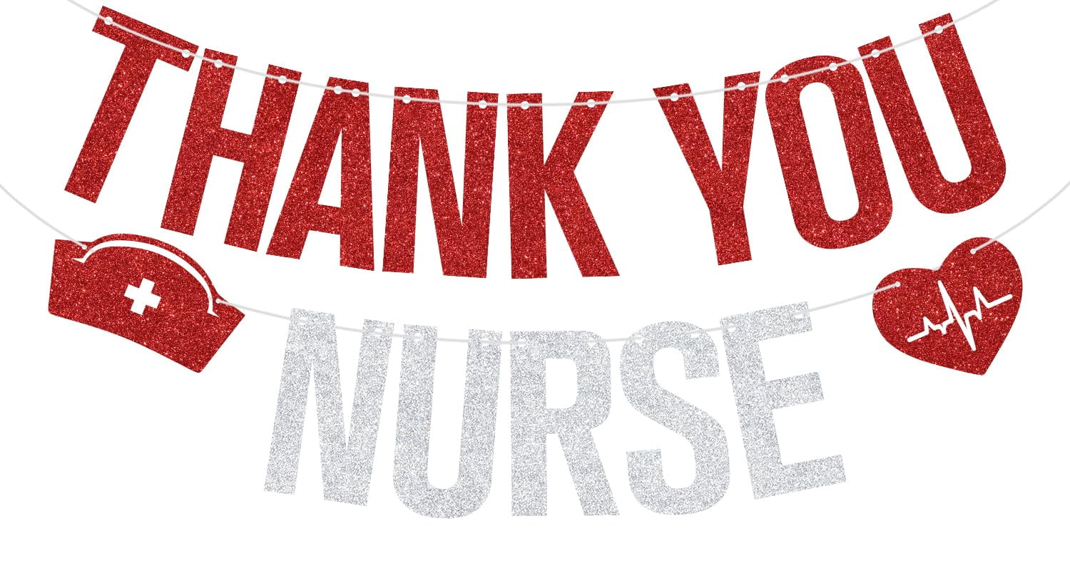 Red Glitter Thank You Nurse Banner, Happy Nurse Week We Appreciate You ...