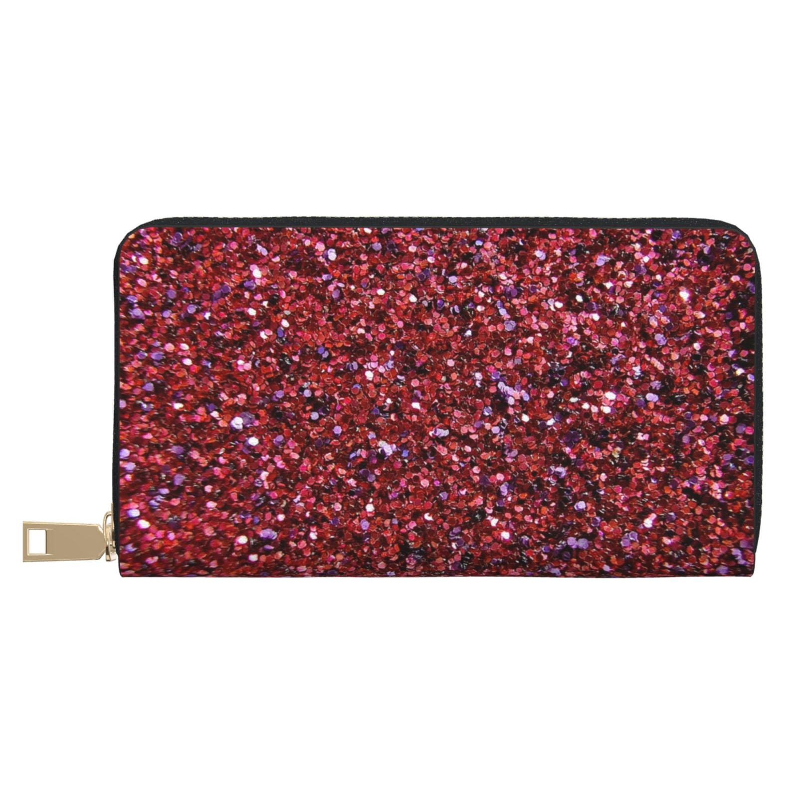 Red Glitter Wallet Women, Leather Bifold Multi Card Wallet, Women's ...