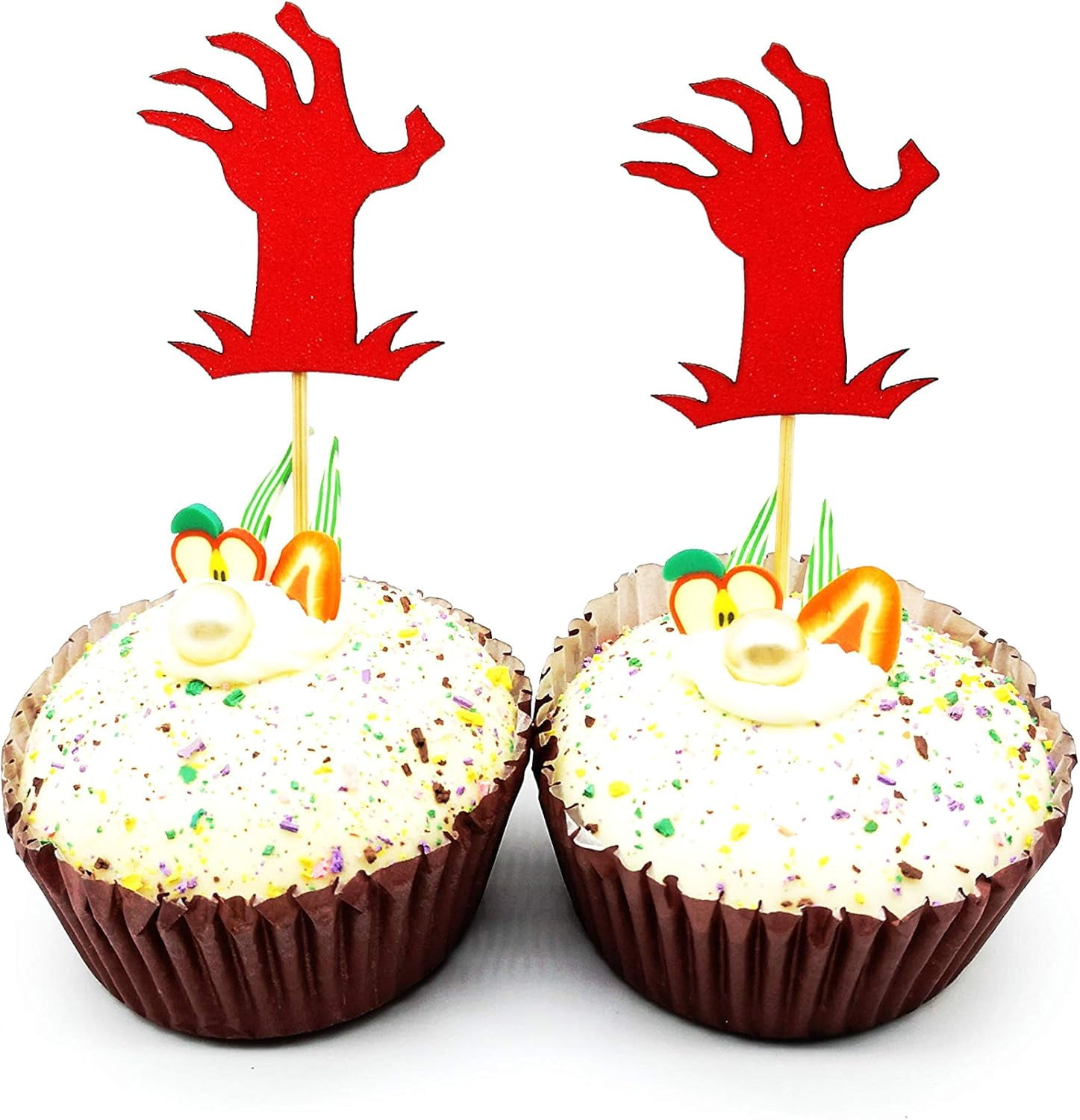 Red Glitter Zombie Arm Cupcake Toppers Halloween Cupcake Toppers Zombie ...