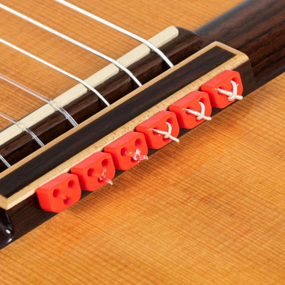 Red Gloss Classical Flamenco Acoustic Nylon Guitar Bridge Beads String ...
