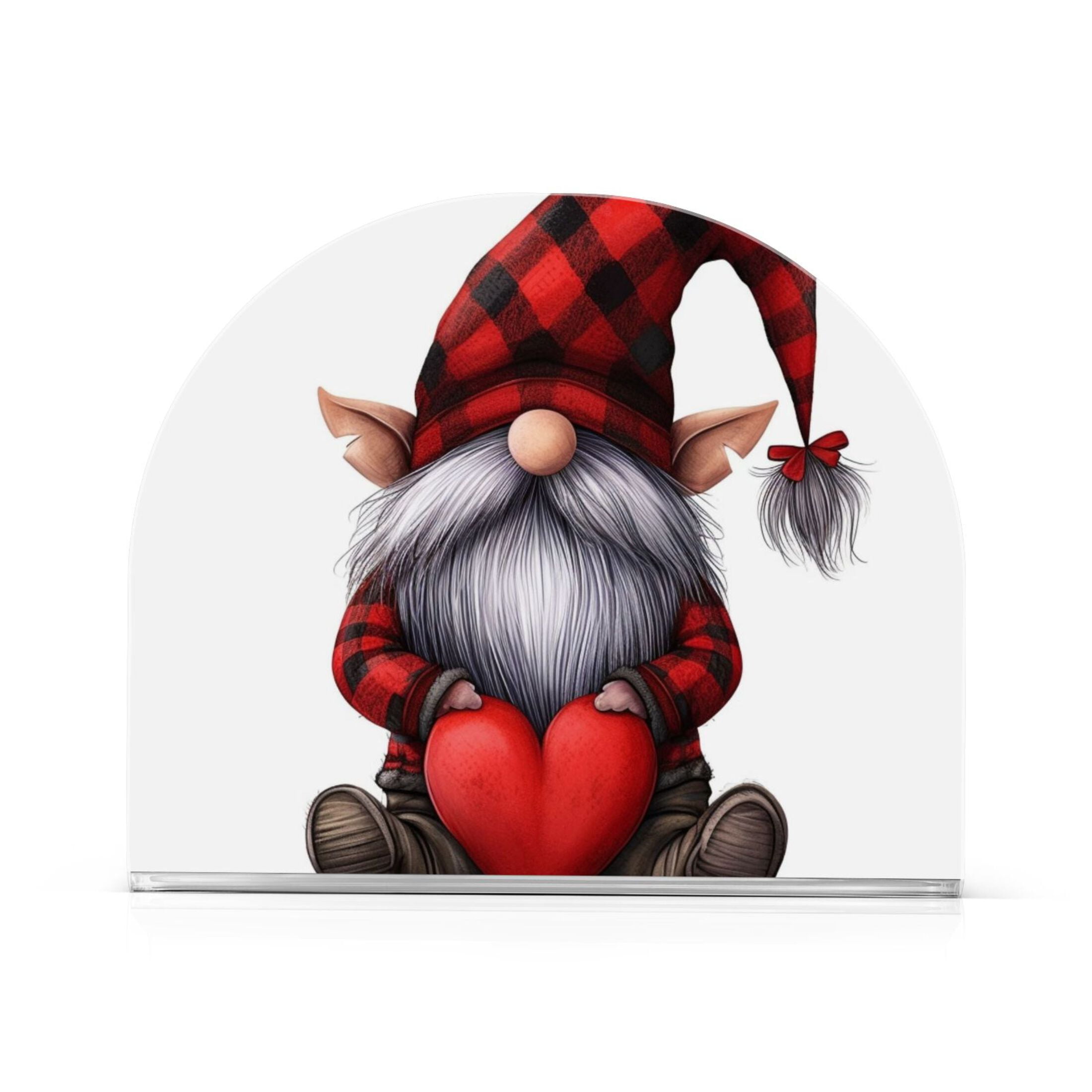 Red Gnome Heart Napkin Holder for Table Clear Napkin Stand Paper Holder ...