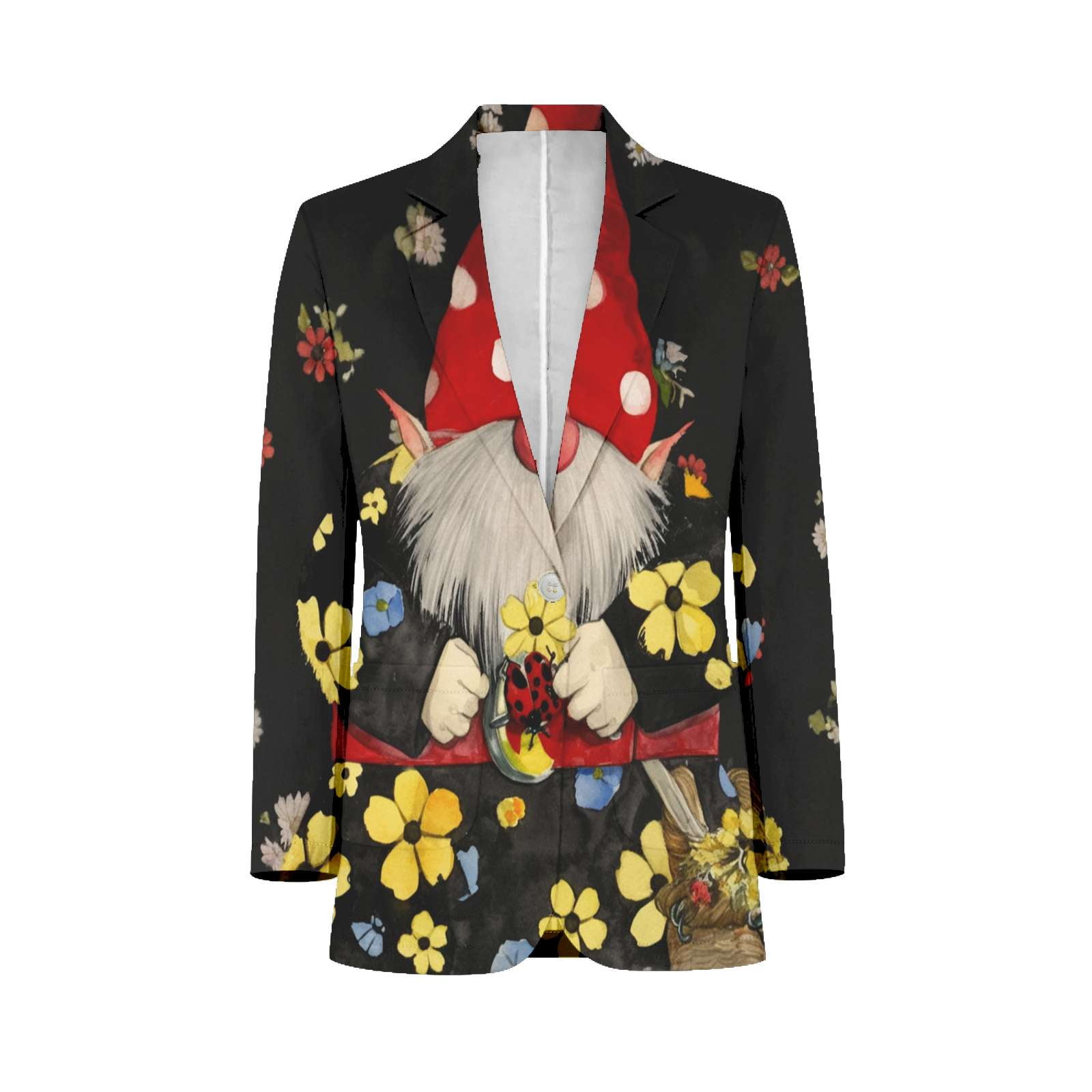 Red Gnome Hippie Flowers Ladybugs Customized Men's Suits full man Shawl ...