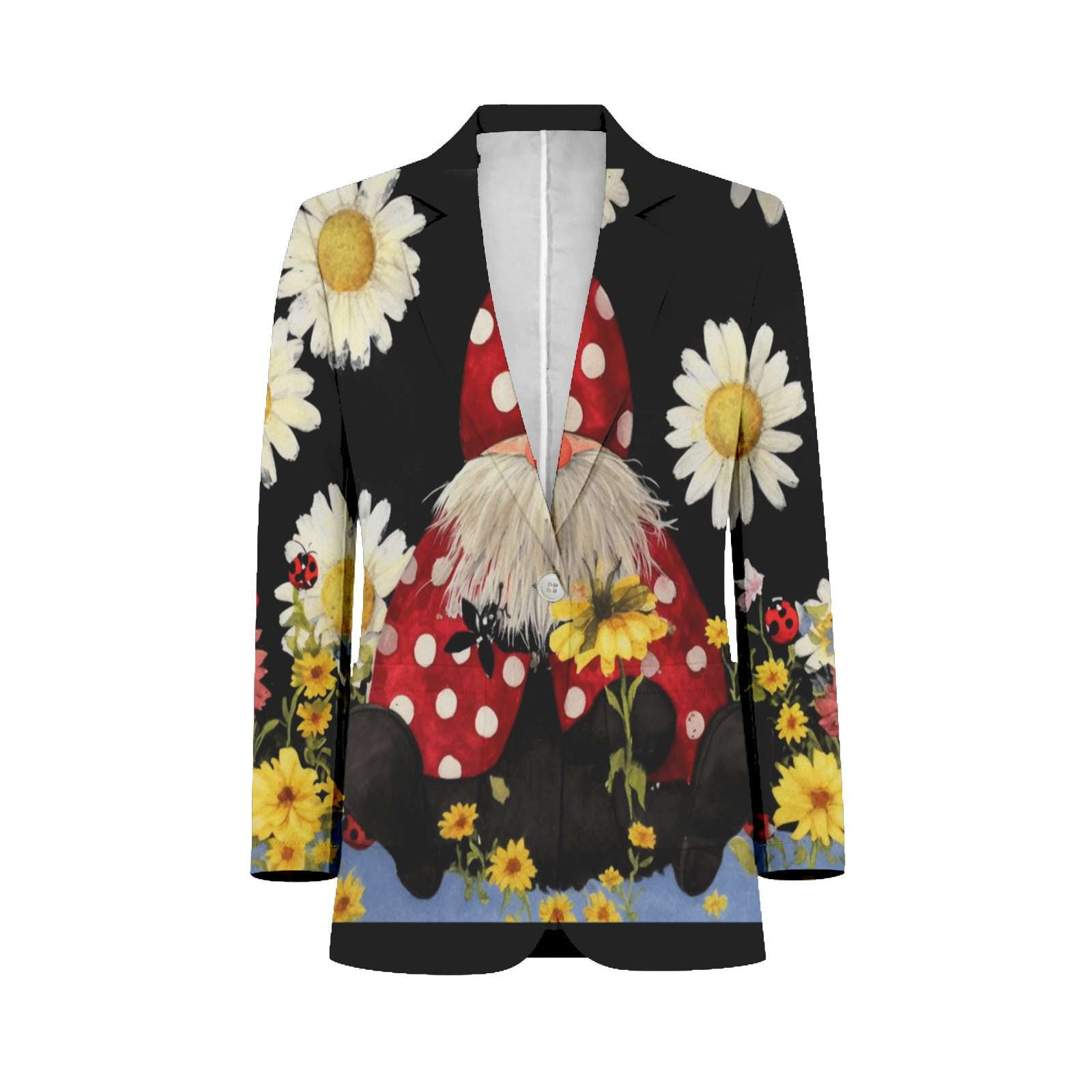 Red Gnome Hippie Flowers Ladybugs Customized Men's Suits full man Shawl ...