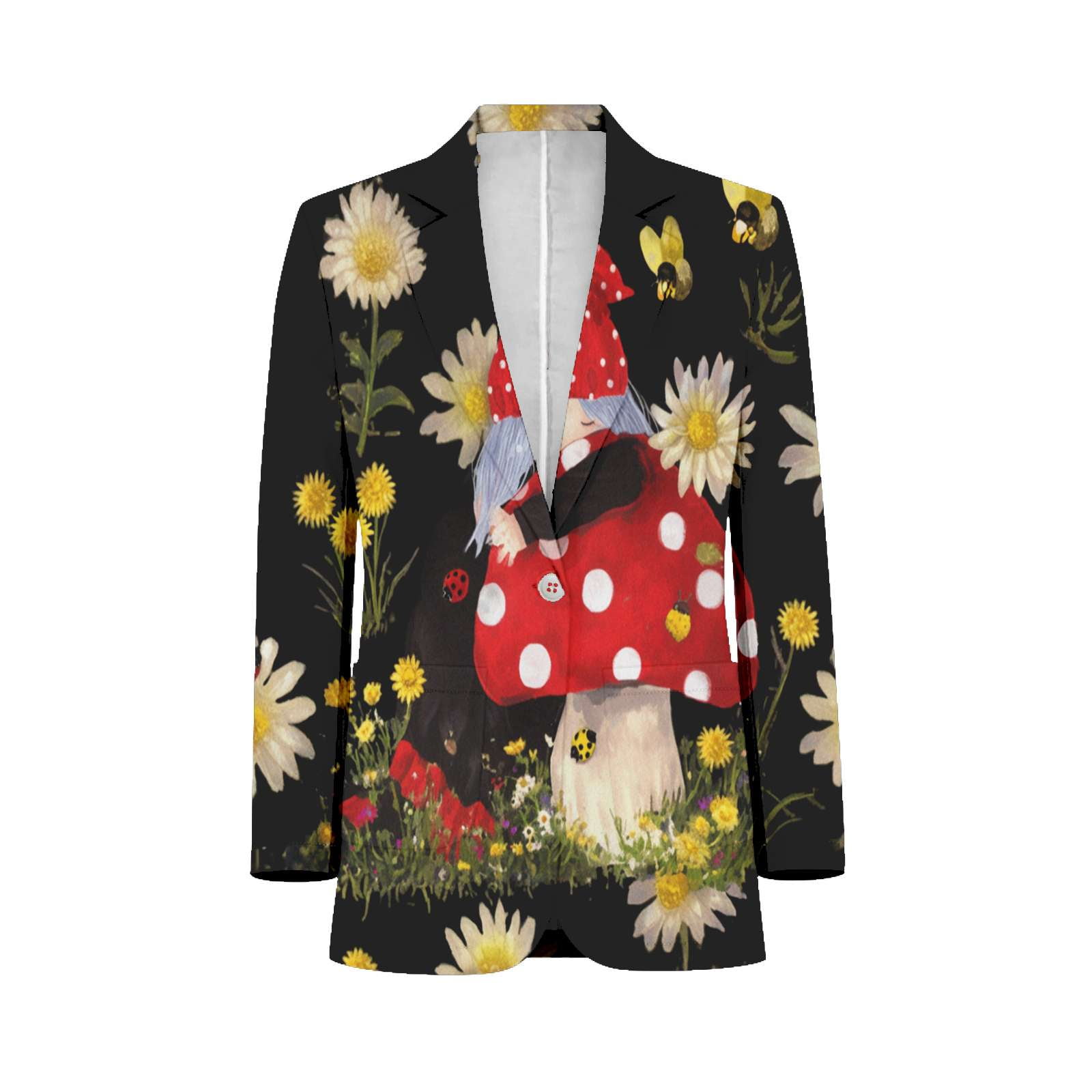 Red Gnome Hippie Flowers Ladybugs Customized Men's Suits full man Shawl ...