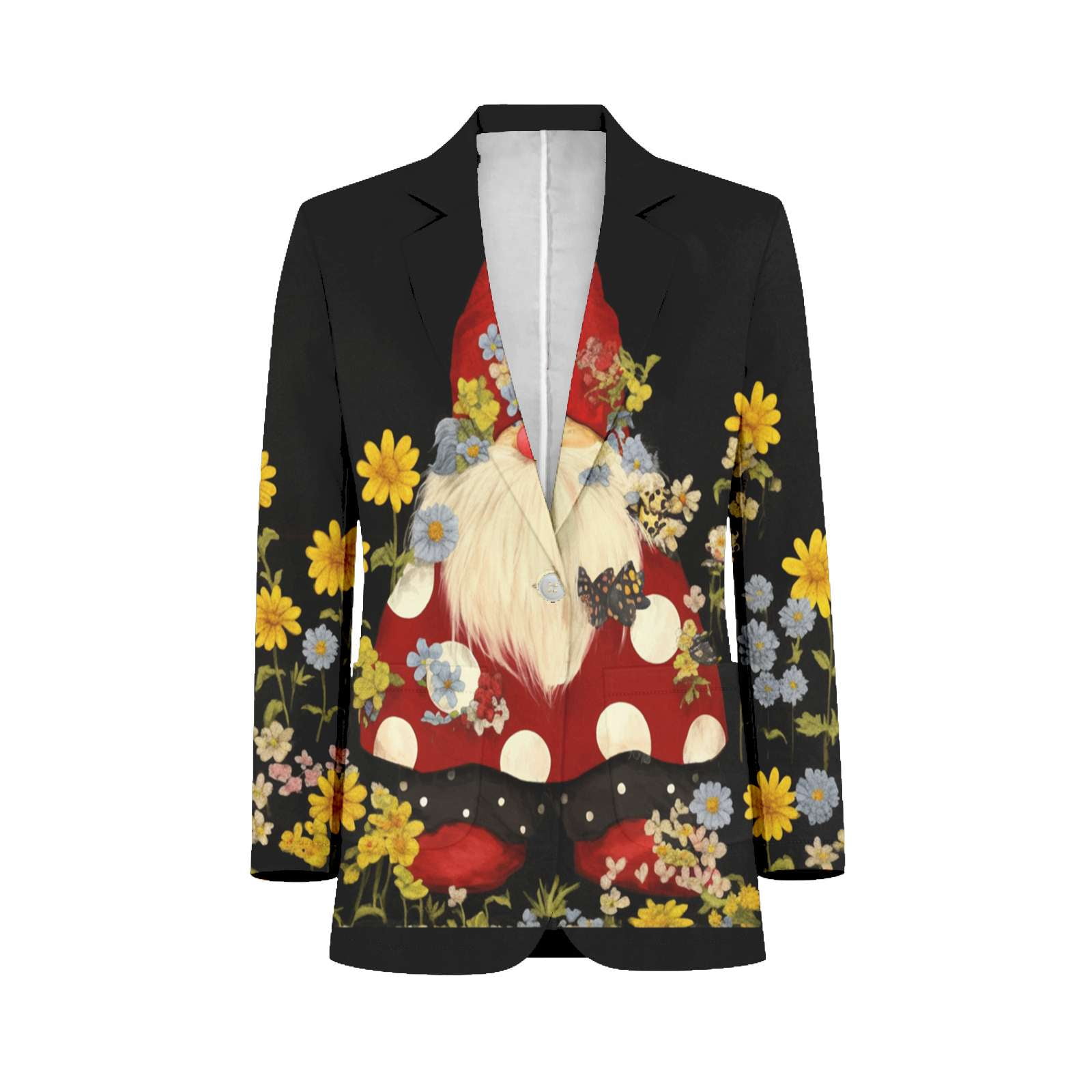 Red Gnome Hippie Flowers Ladybugs Customized Men's Suits full man Shawl ...