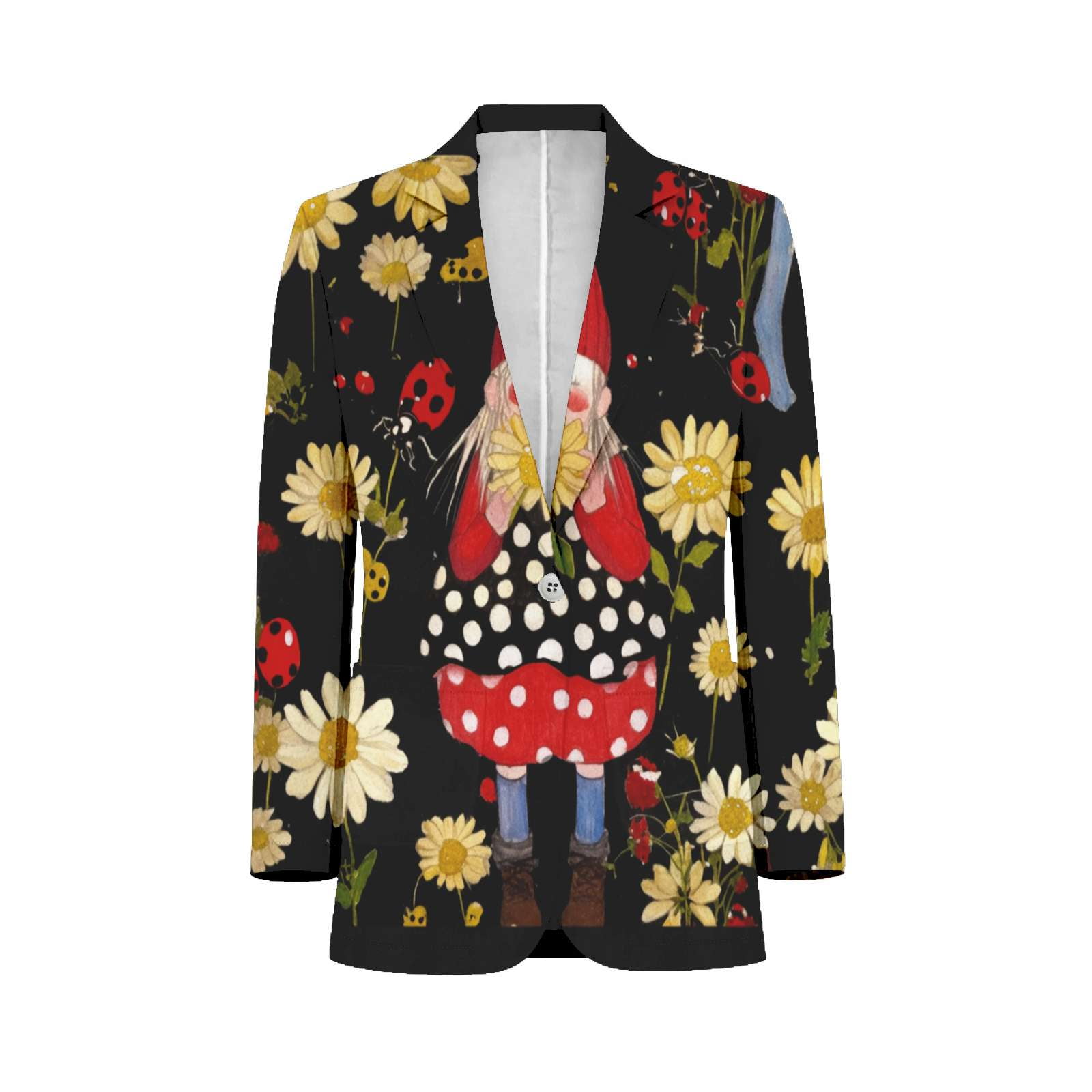 Red Gnome Hippie Flowers Ladybugs Customized Men's Suits full man Shawl ...