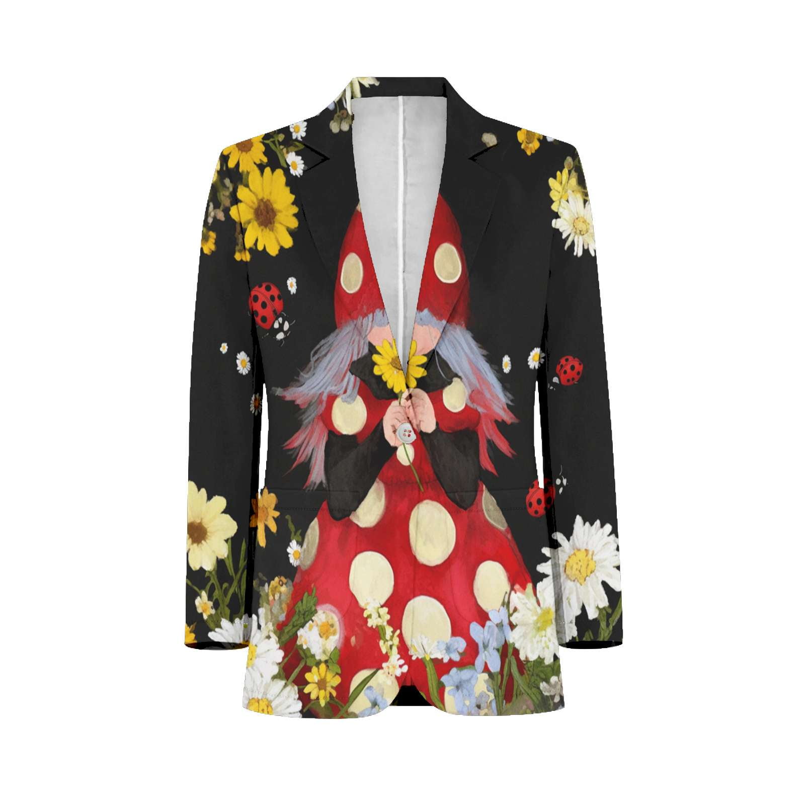 Red Gnome Hippie Flowers Ladybugs Men Blazers Slim Clothing Summer ...