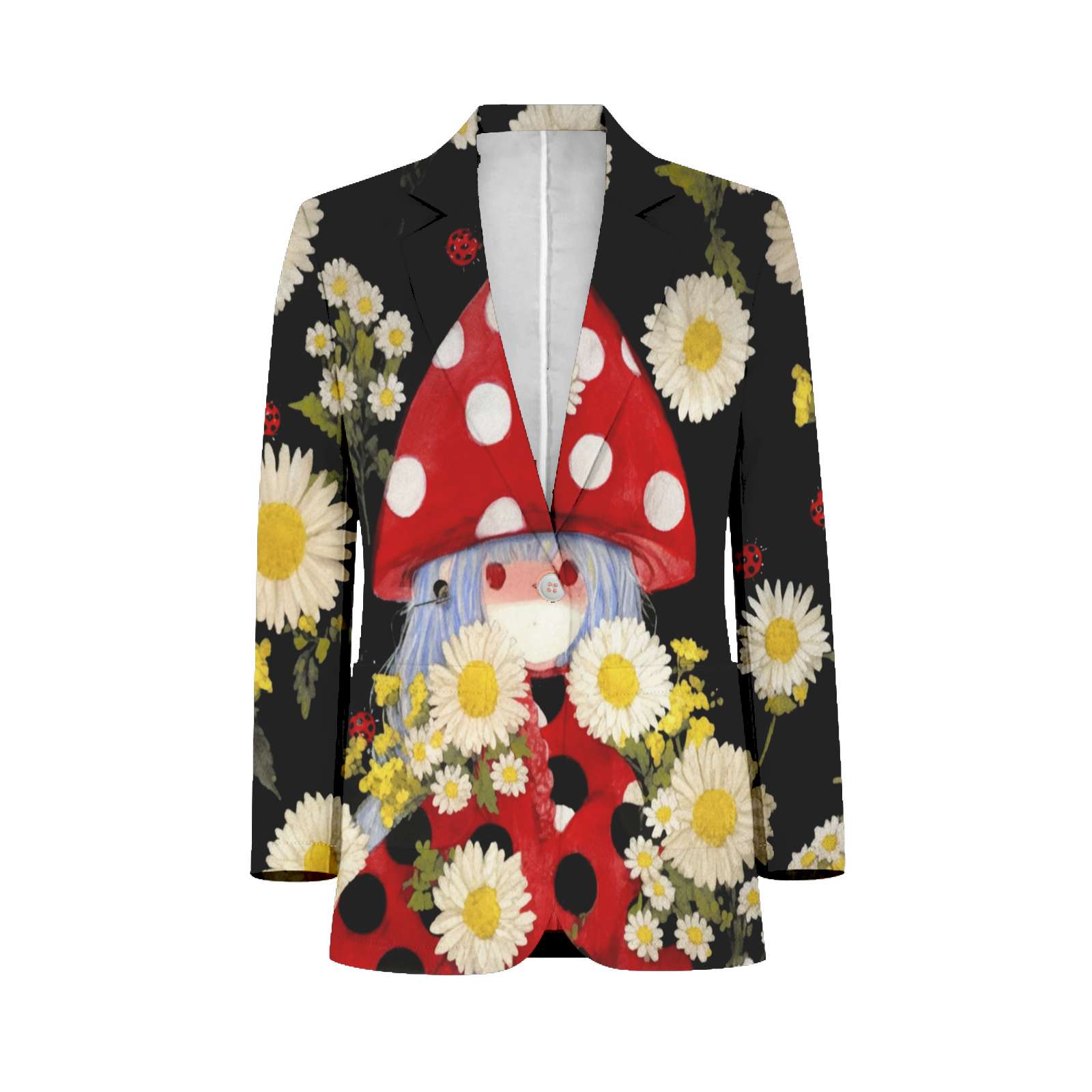 Red Gnome Hippie Flowers Ladybugs Men's Suit Blazer Casual Party Wear ...