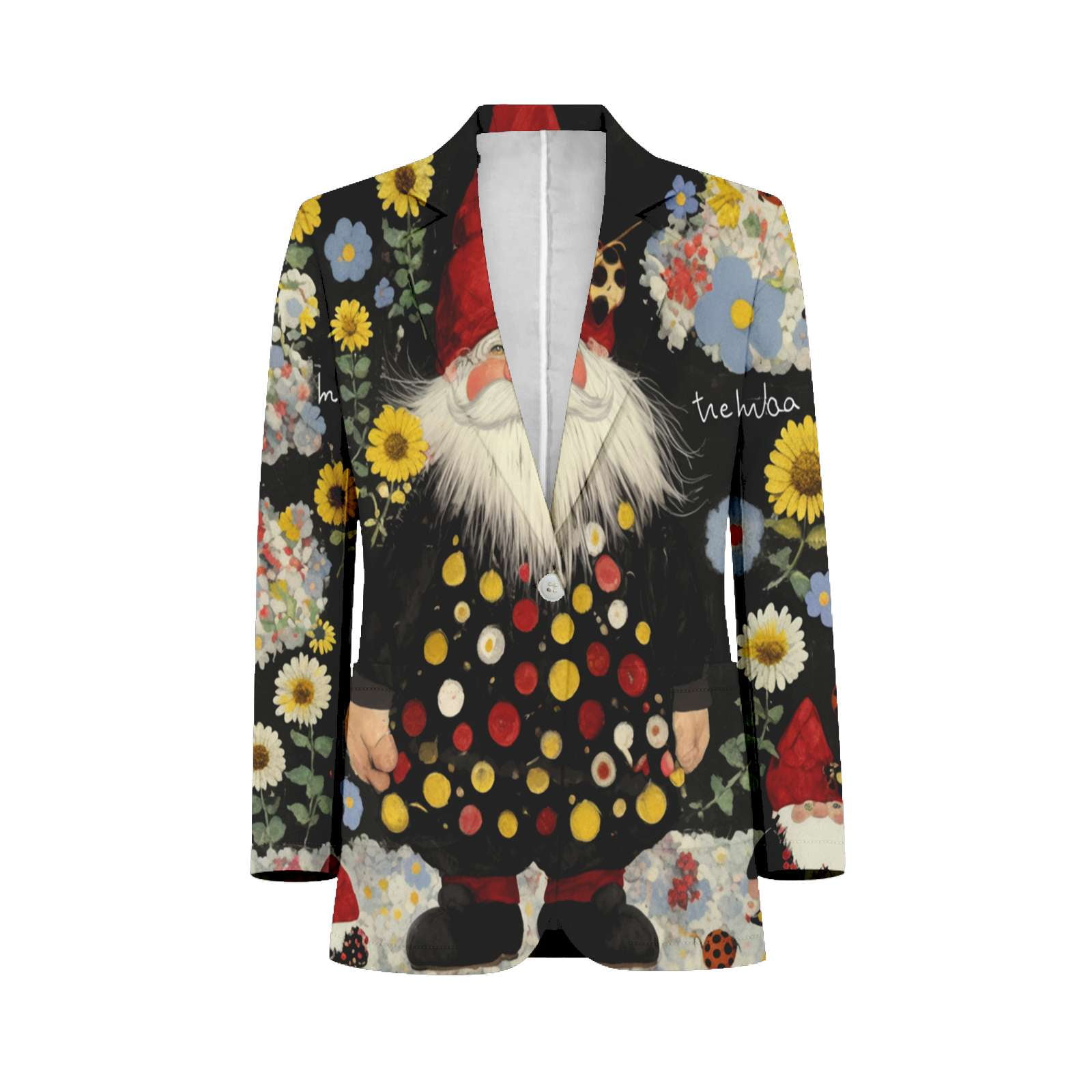 Red Gnome Hippie Flowers Ladybugs Mens Suits Shawl Collar Slim Fit Suit ...