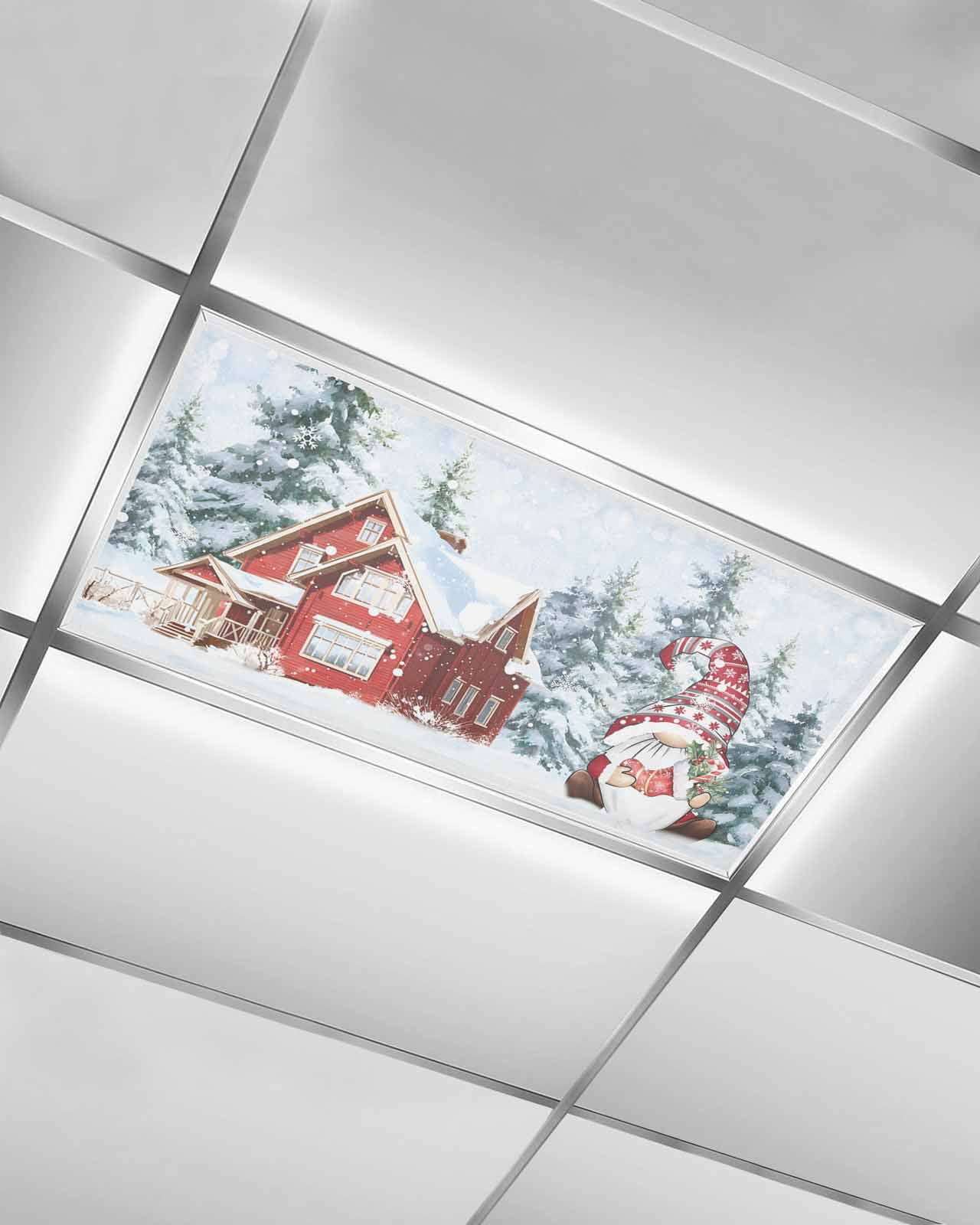Red Gnomes Christmas Fluorescent Light Covers for Ceiling Lights 4x2 ...