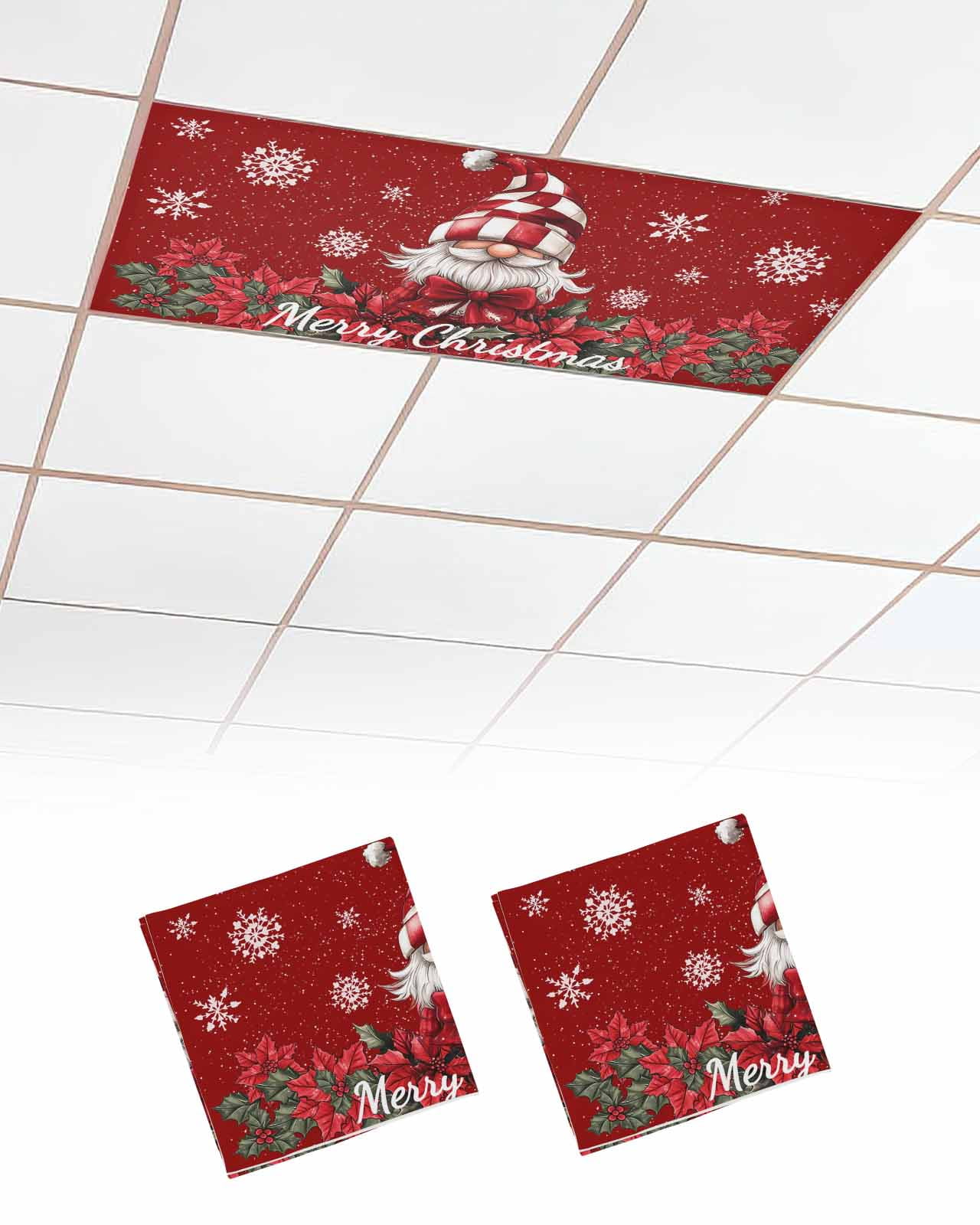 Red Gnomes Christmas Fluorescent Light Covers for Ceiling Lights 4x2 ...