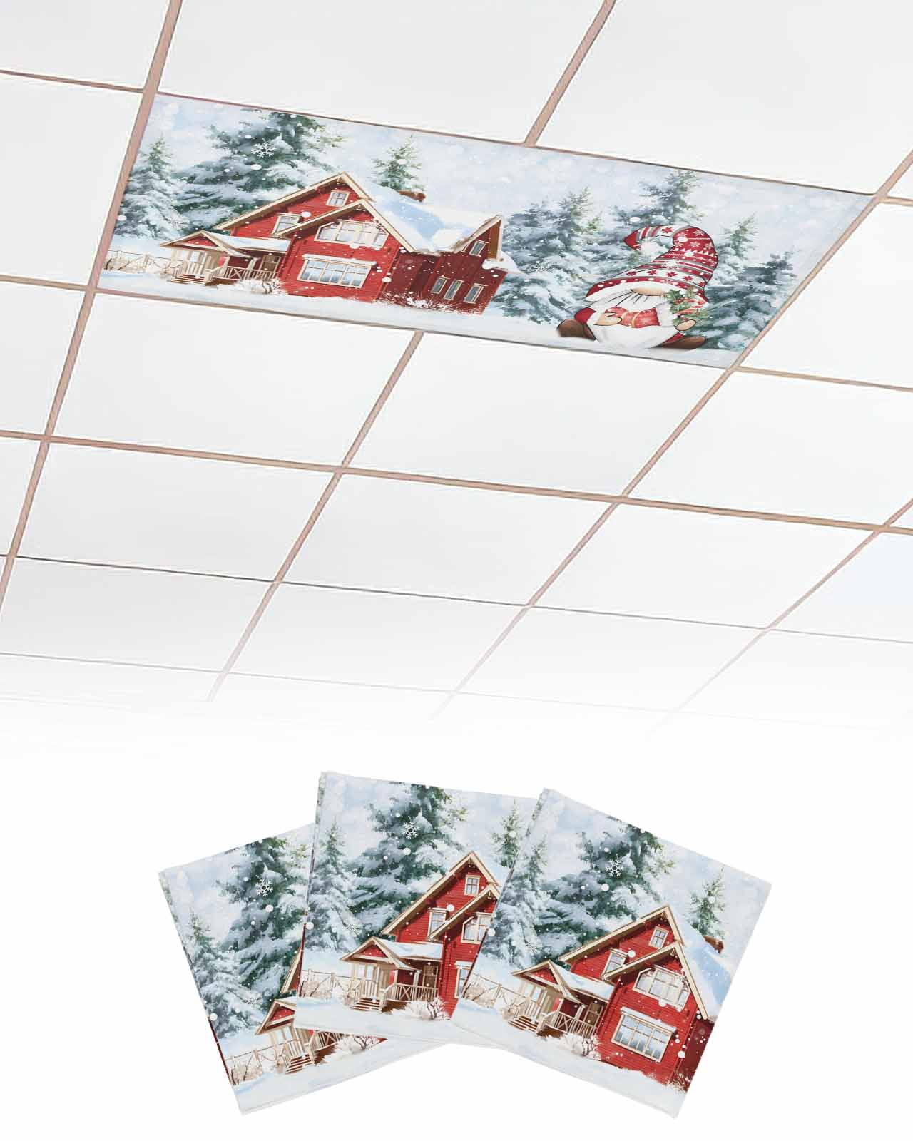 Red Gnomes Christmas Fluorescent Light Covers for Ceiling Lights 4x2 ...