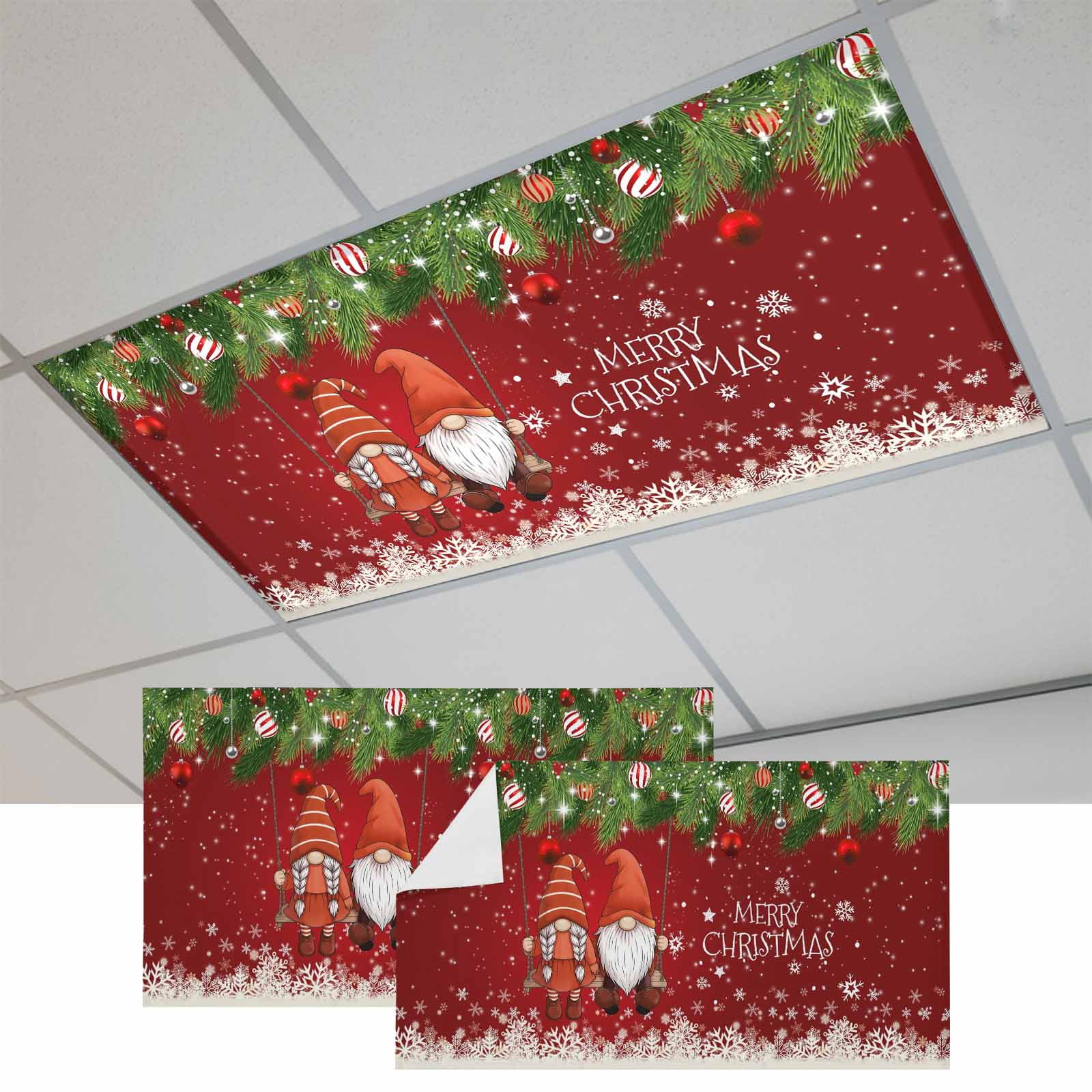 Red Gnomes Christmas Fluorescent Light Covers, Xmas Weeping Balls ...