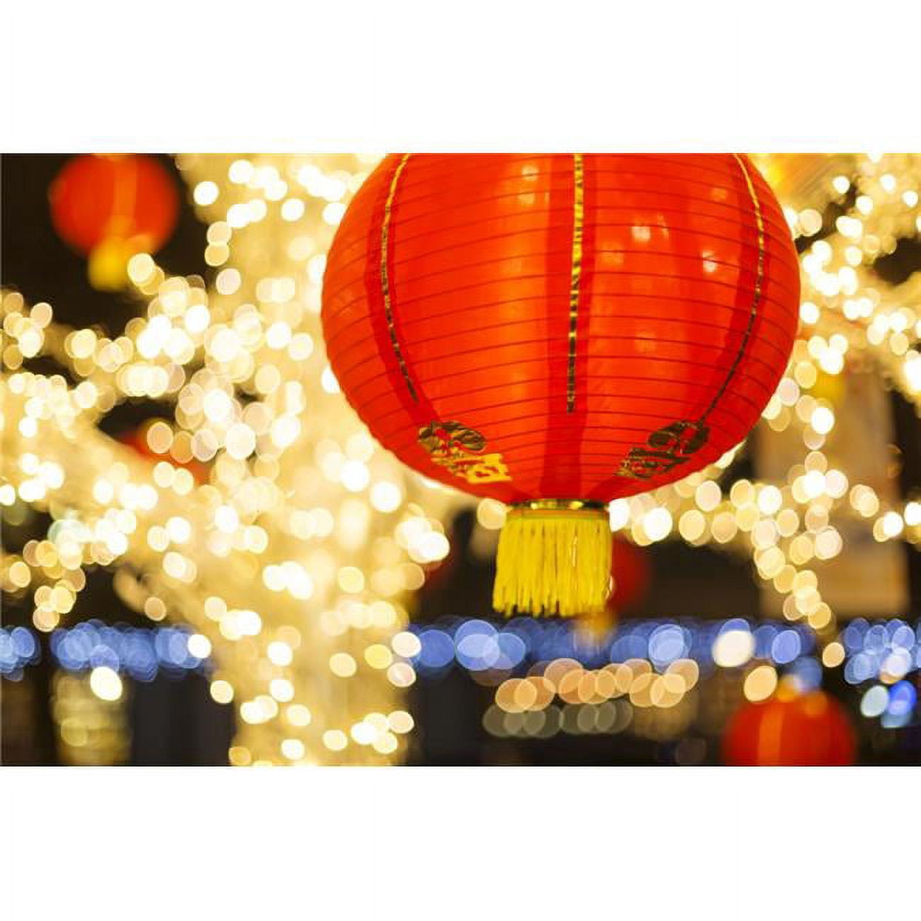 Red & Gold Chinese Lantern with Sparkling White Lights in The ...