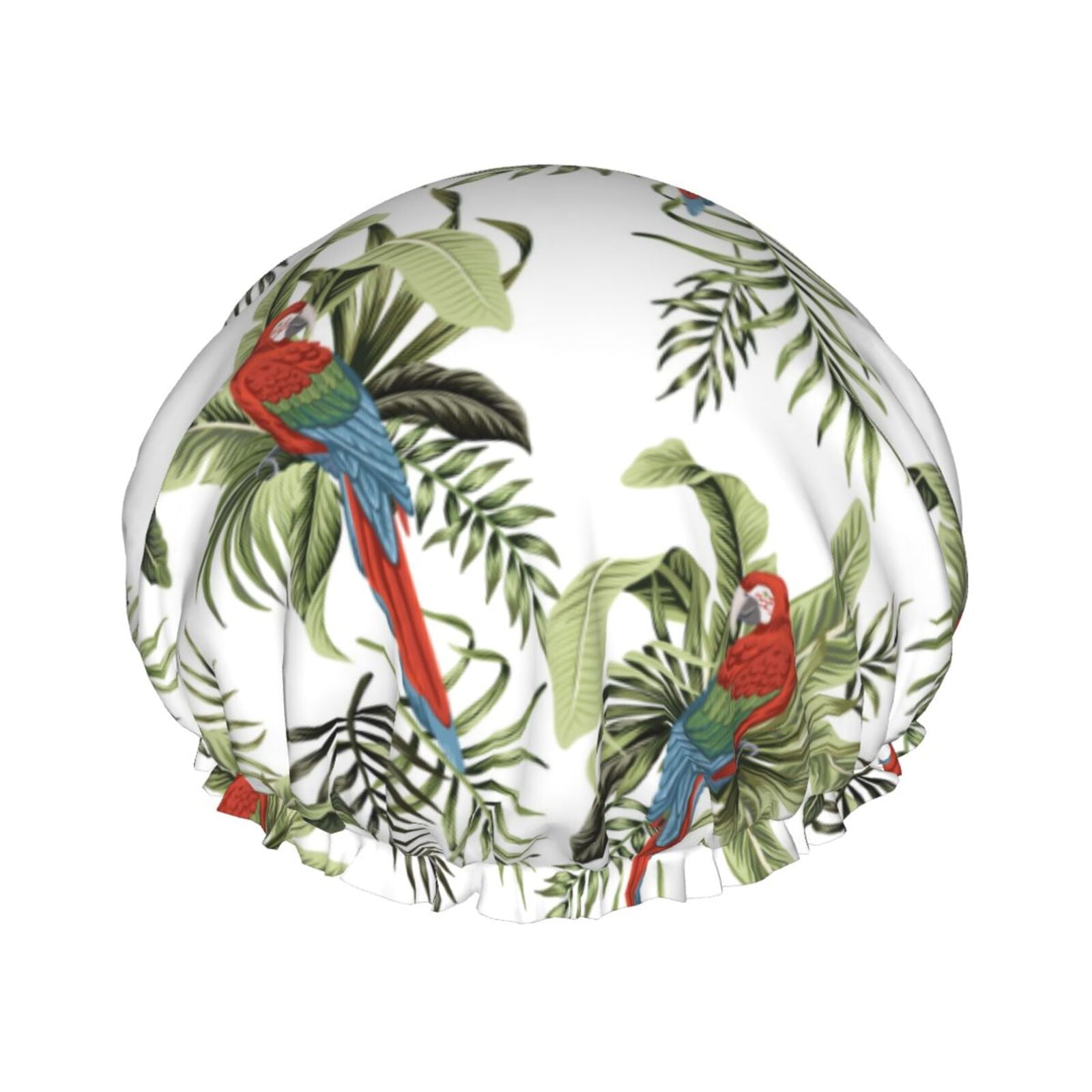 Red Gold Cute Macaw Parrot Plant Shower Cap, Reusable Bath Hair Hat for ...