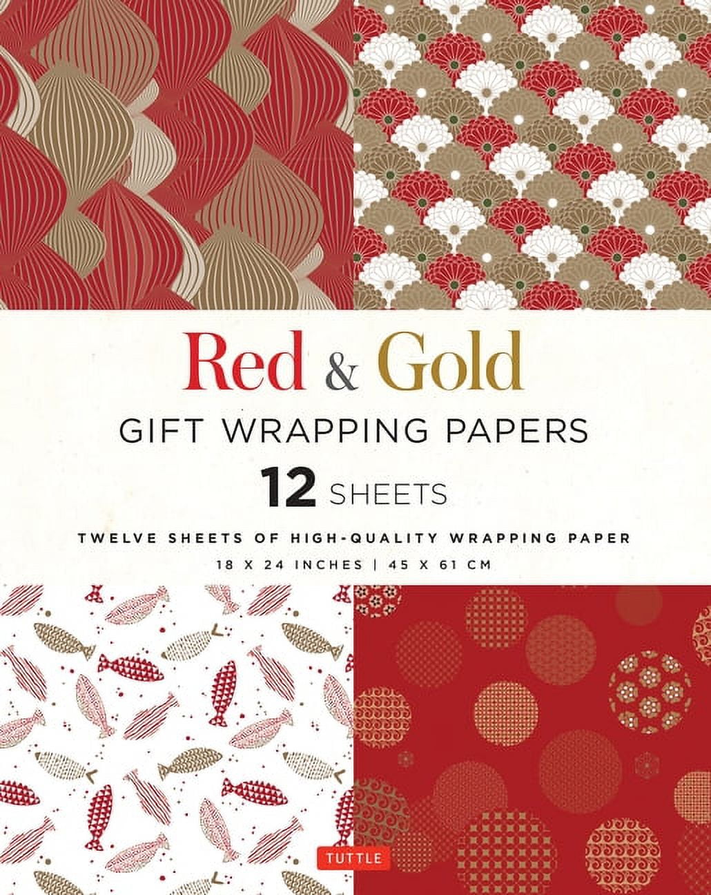 Red & Gold Gift Wrapping Papers - 12 Sheets: 18 X 24 Inch (45 X 61 CM ...
